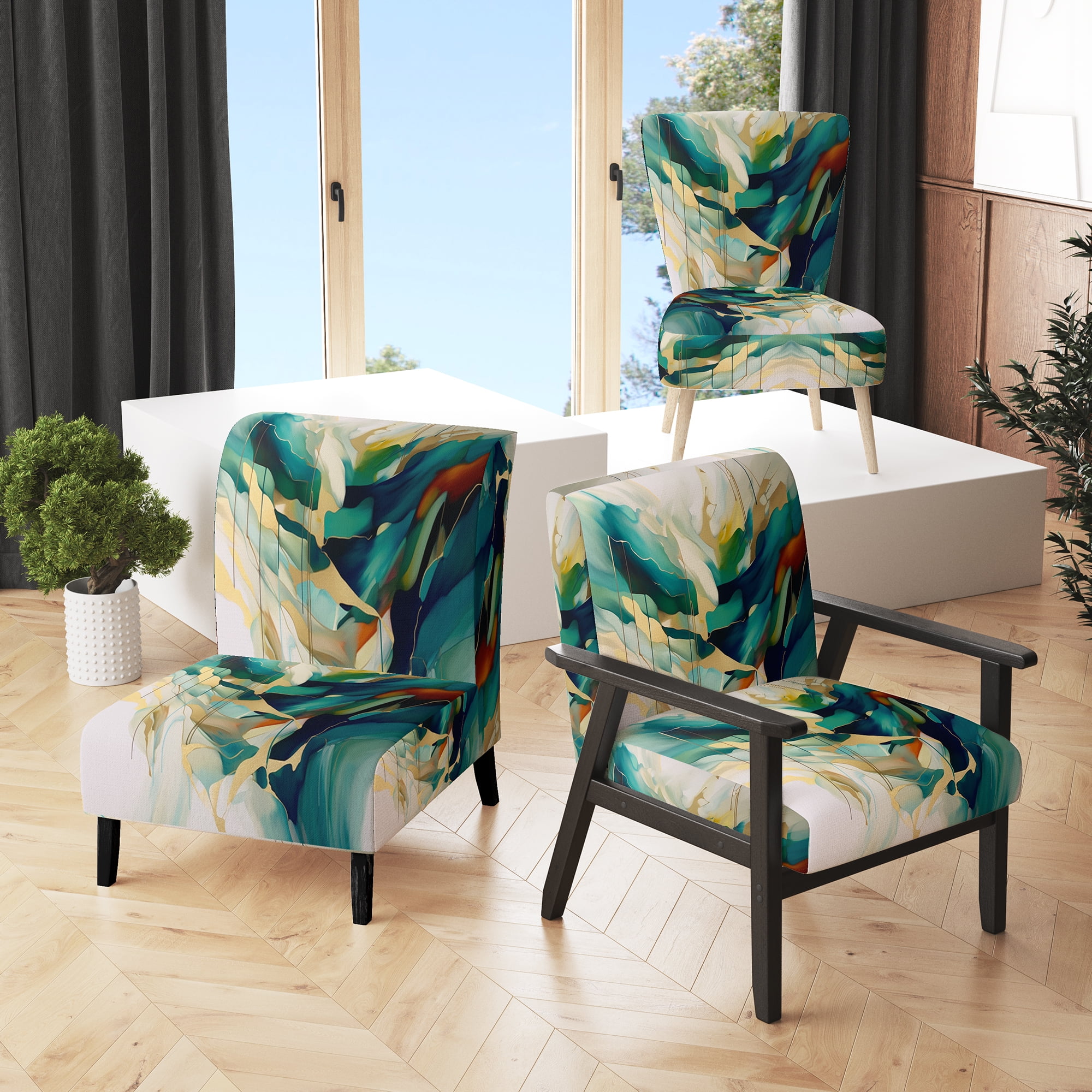 Designart "Harmonic Convergence in Cream and Green I" Cream ...