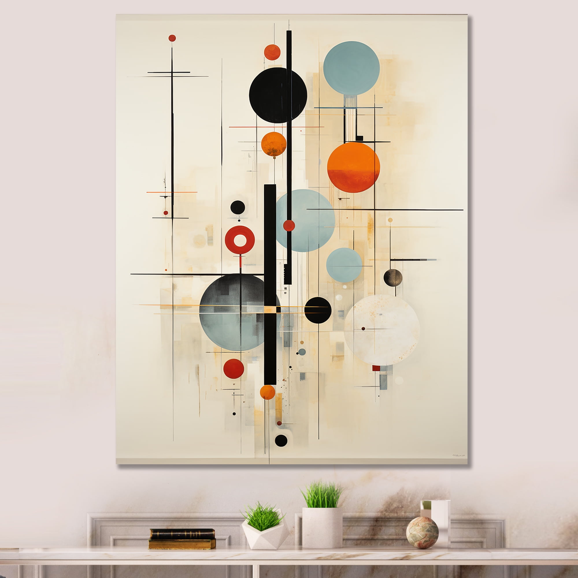 Designart "Harmonic Equilibrium Beige Suprematism I" Abstract Canvas ...
