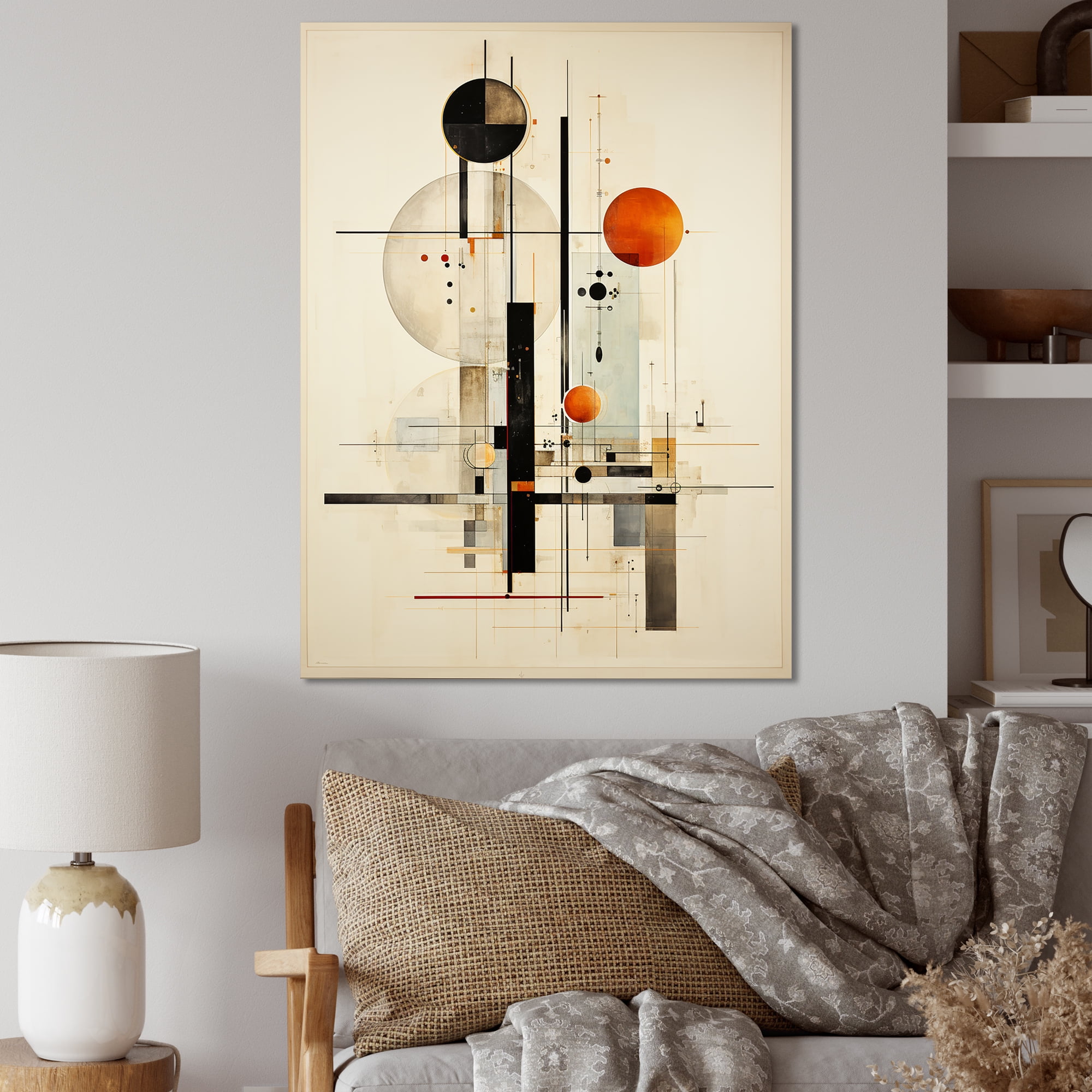 Designart "Harmonic Equilibrium Beige Suprematism II" Abstract Wall Art ...