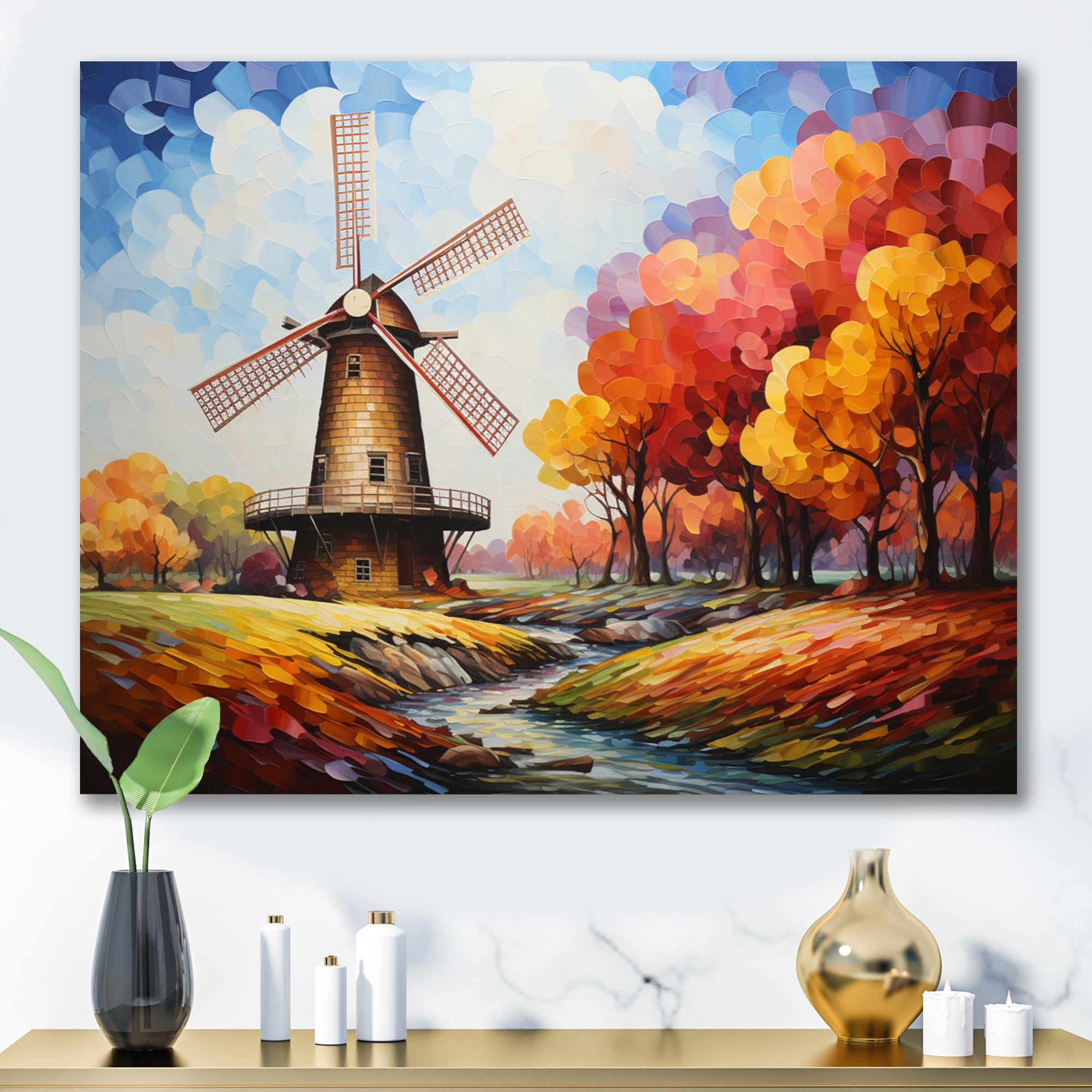 Designart "Harmonic Rotation Mill Wind wall art" Wind Turbines Wall Art ...