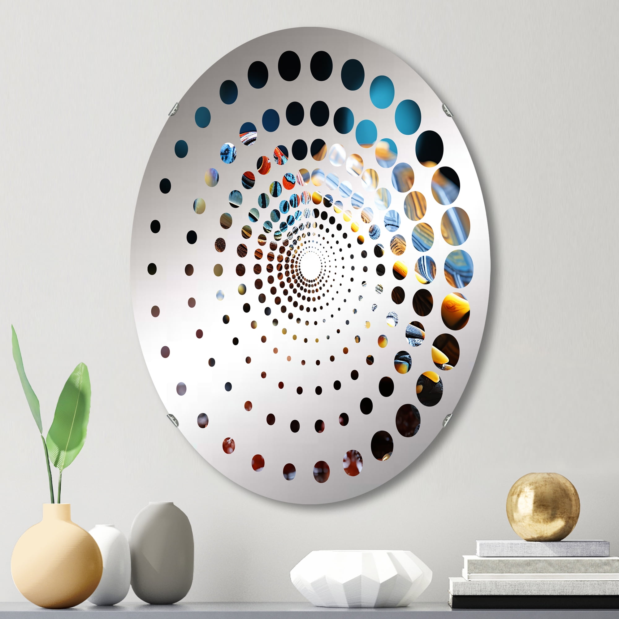 Designart "Harmonious Abstract Art I" Animals Turtle Spiral Dot Round ...