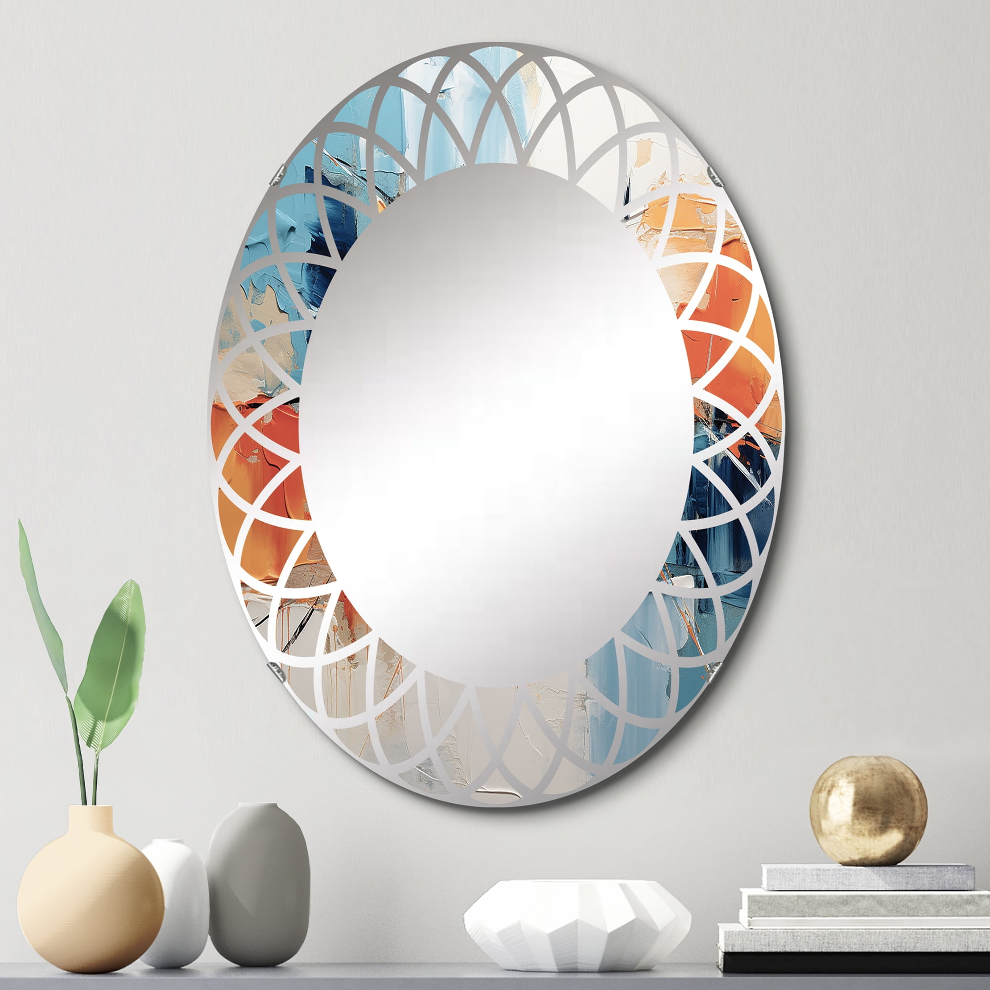 Designart "Harmonious Abstraction III" Abstract Collages Round Wall ...