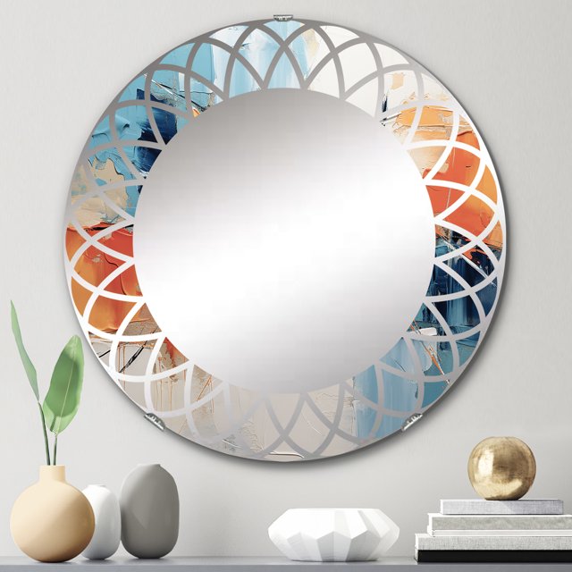 Designart "Harmonious Abstraction III" Abstract Collages Round Wall ...