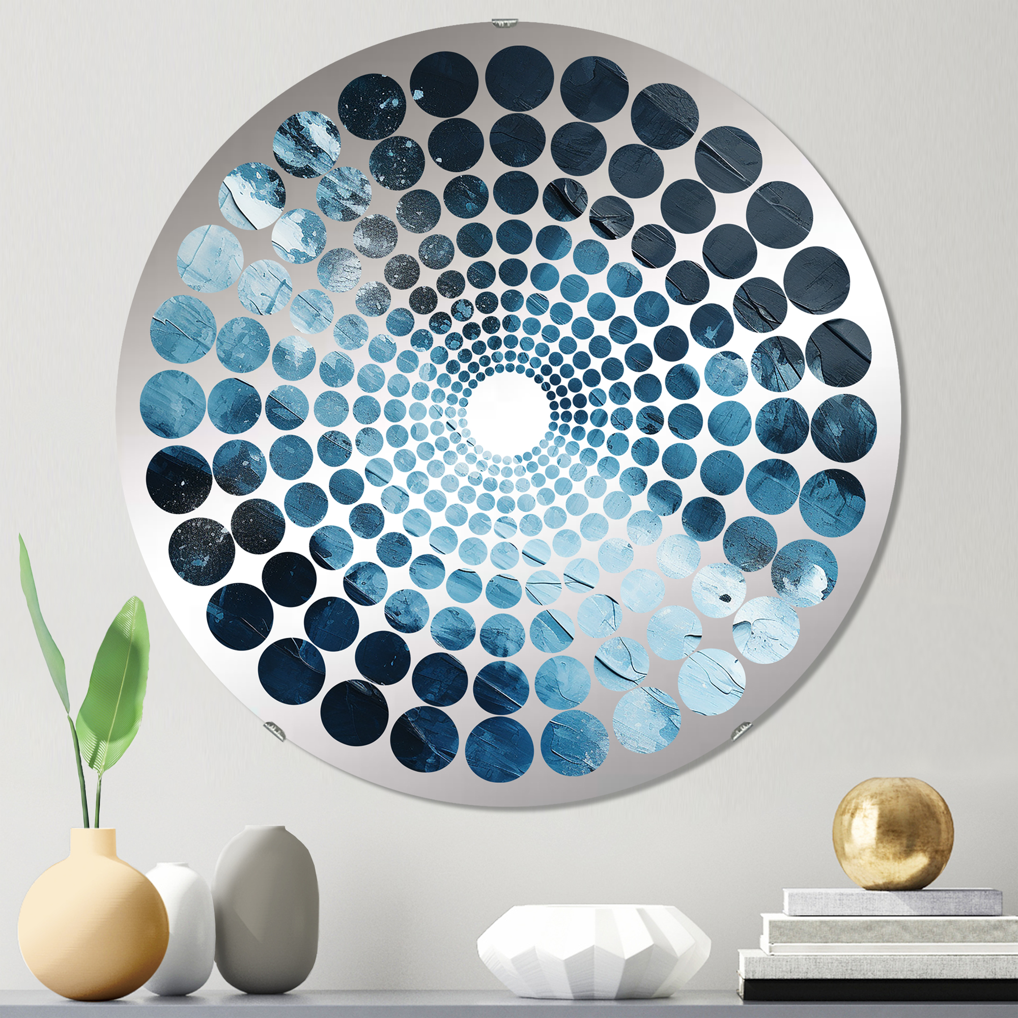 Designart "Harmonious Blue Northern Sky I" Sky Radial Dot Round Wall ...