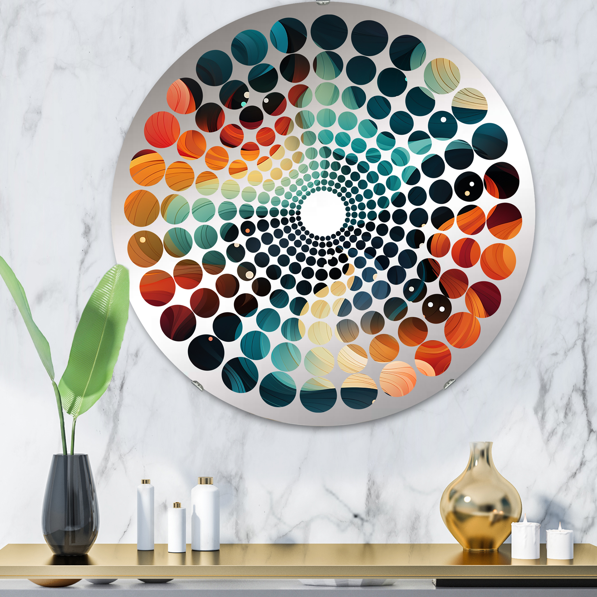 Designart "Harmonious Cosmic Universe III" Abstract Radial Dot Round ...