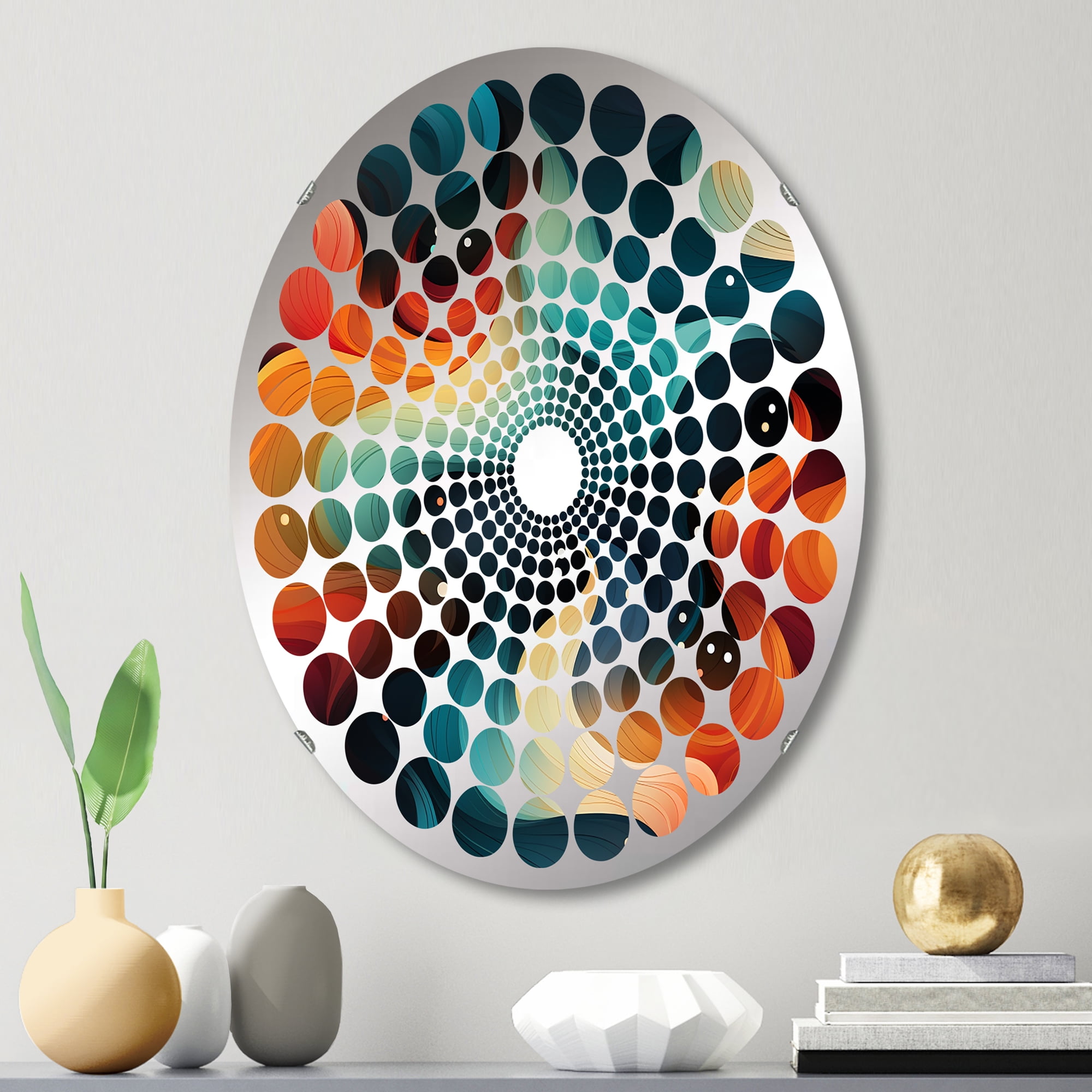 Designart "Harmonious Cosmic Universe III" Abstract Radial Dot Round ...