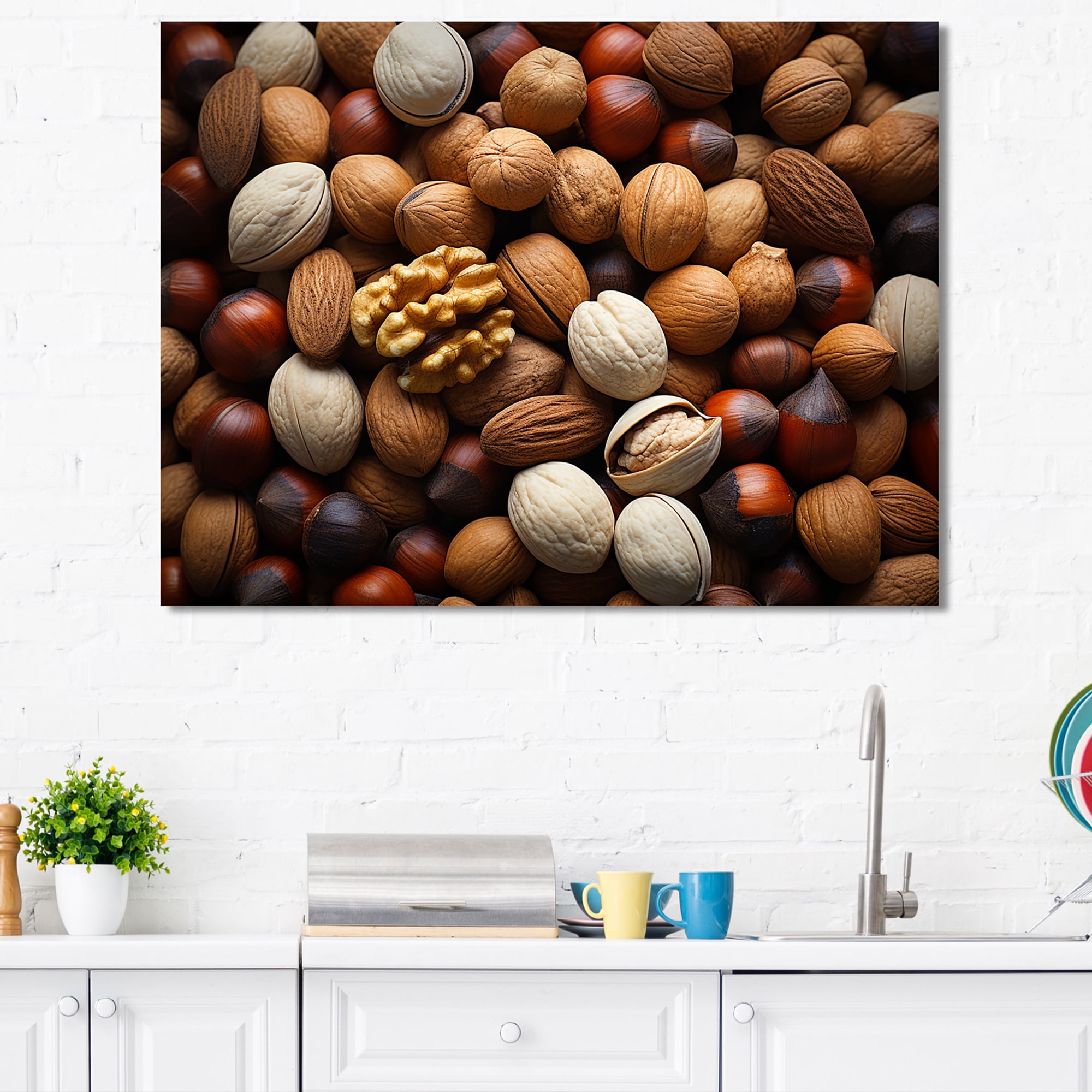 Designart "Harmonious Display Of Healthy Nuts IV" Nuts Wall Art Living ...
