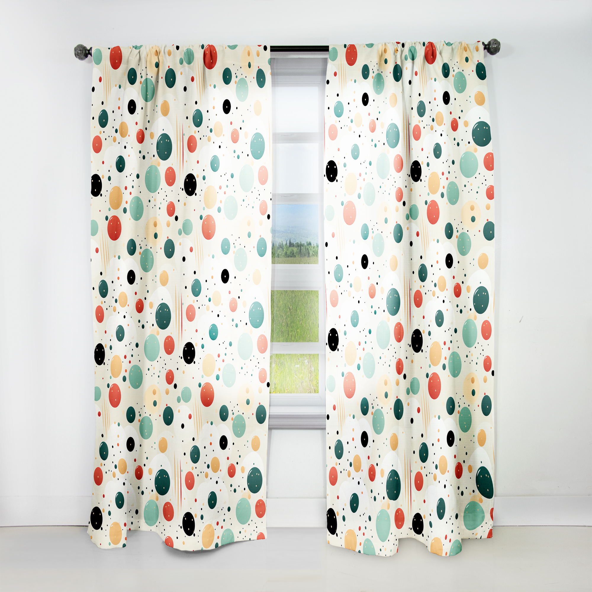 Designart "Harmonious Geometric Polka Dots III" Polka Dots Curtain ...