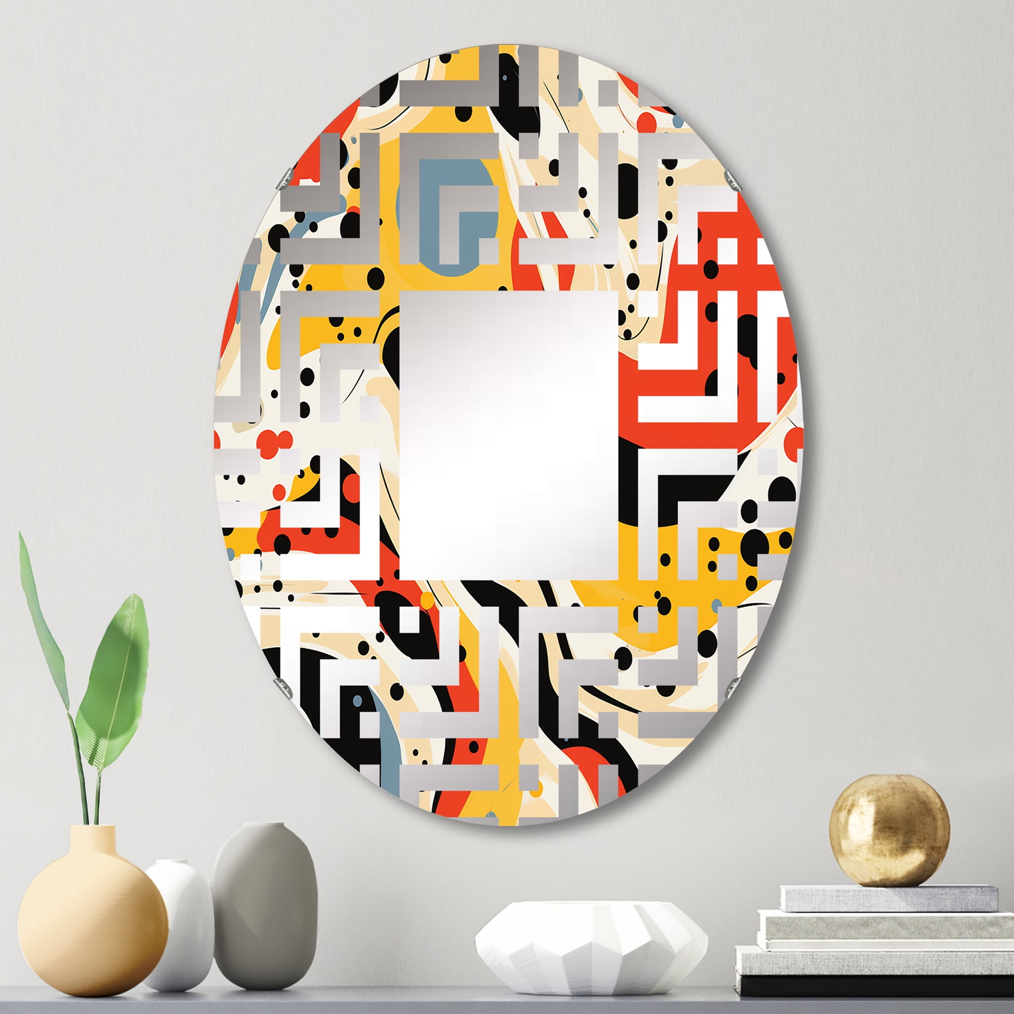 Designart "Harmonious Lichtenstein Style in Red Pop Art" Abstract Maze ...