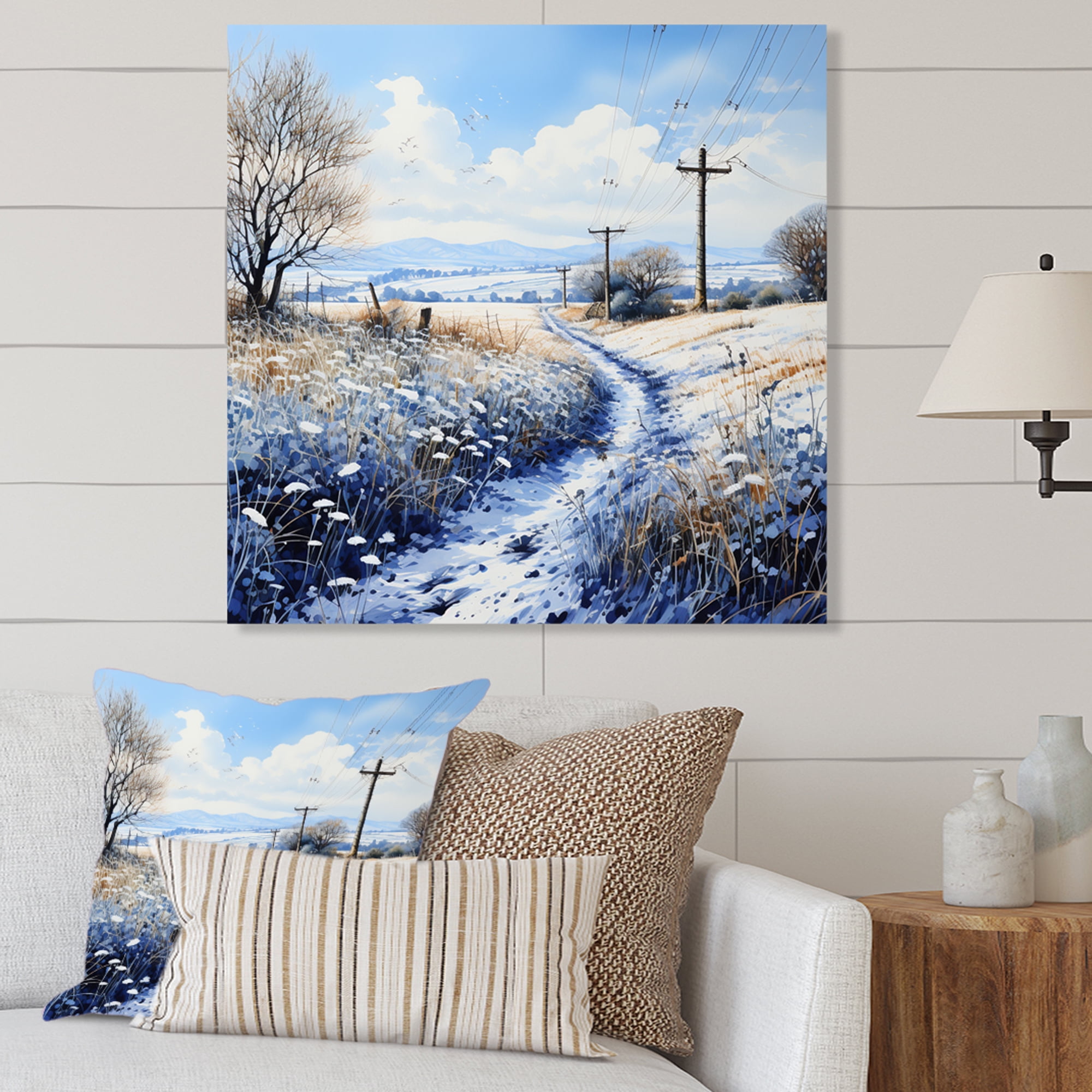 Designart "Harmonious Networks Power Lines painting III" Landscapes ...