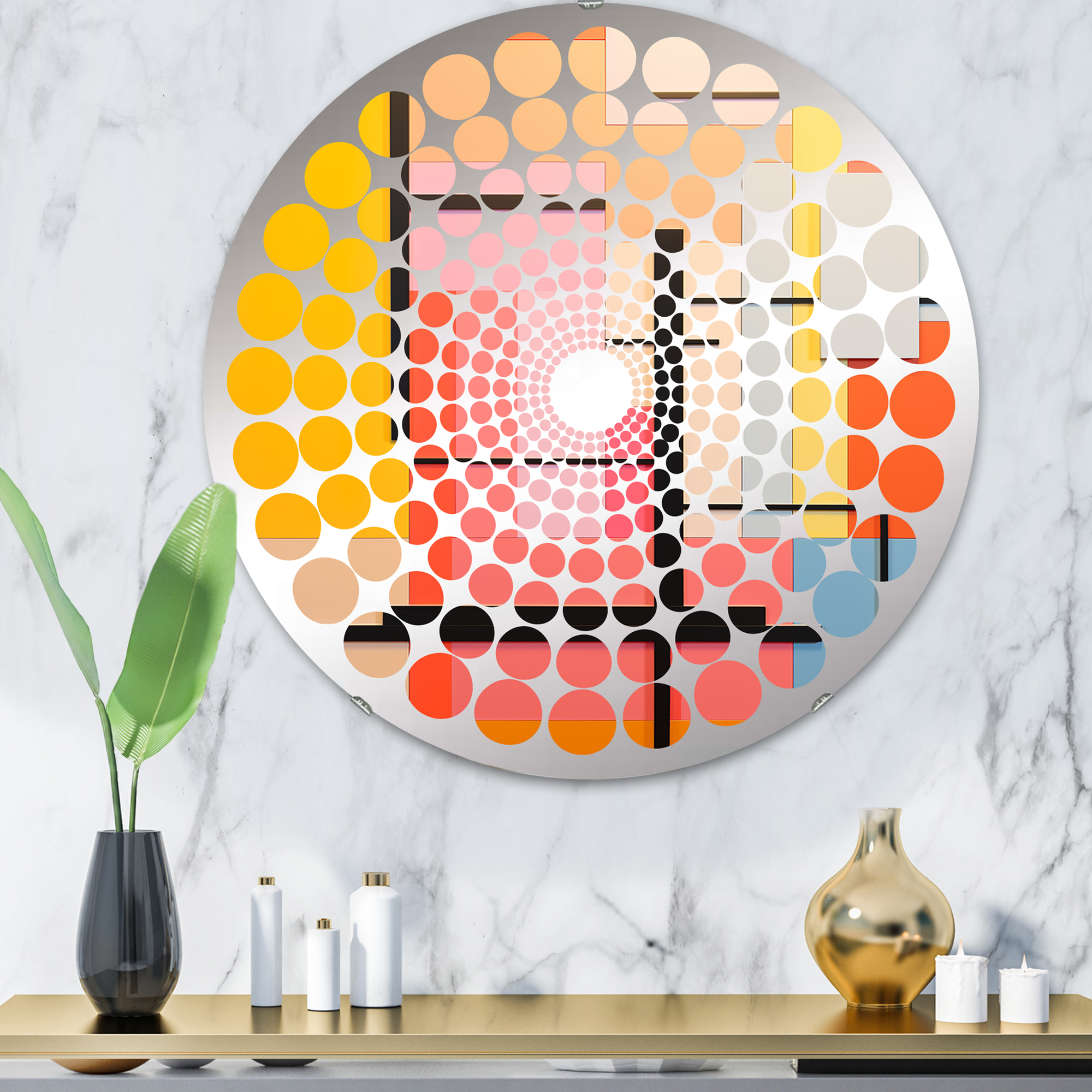 Designart "Harmonious Pastel Geometric Blend" Landscape Sunset Radial ...