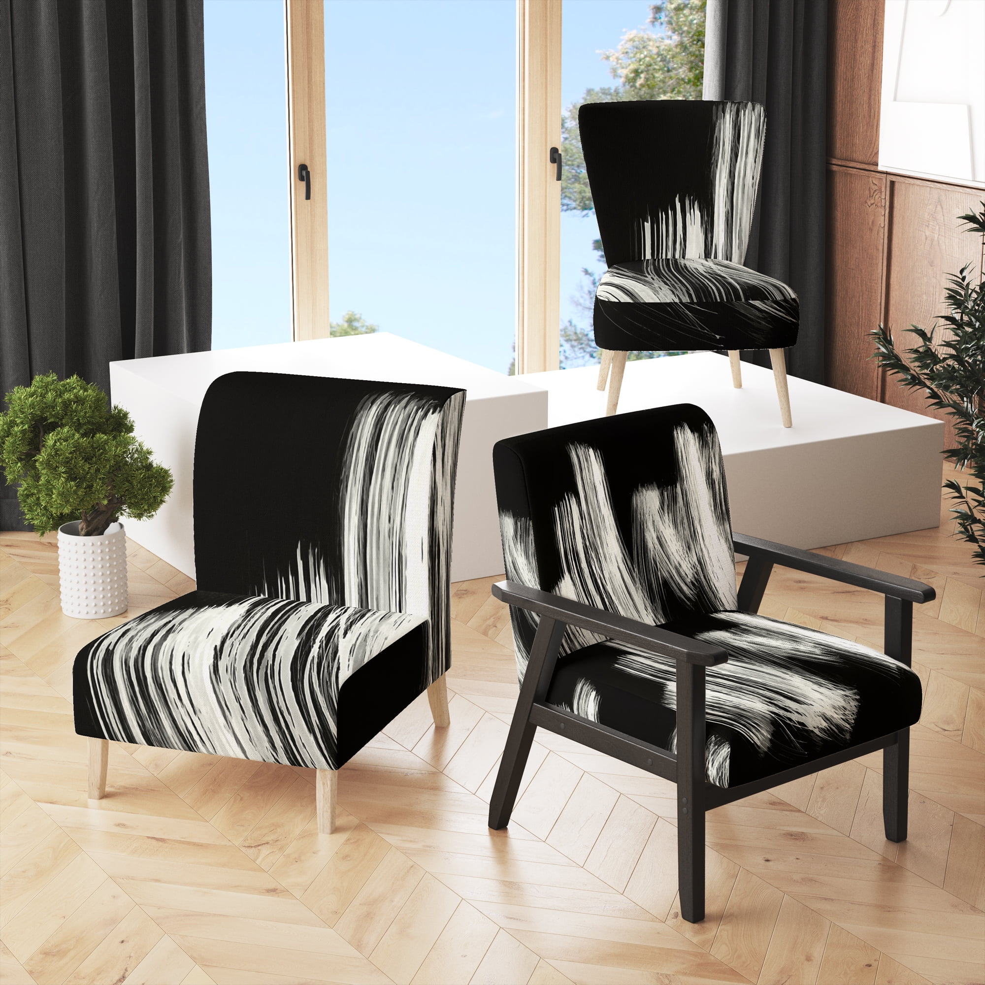 Designart "Harmonious Wind Abstract" Upholstered Modern Accent Chair ...