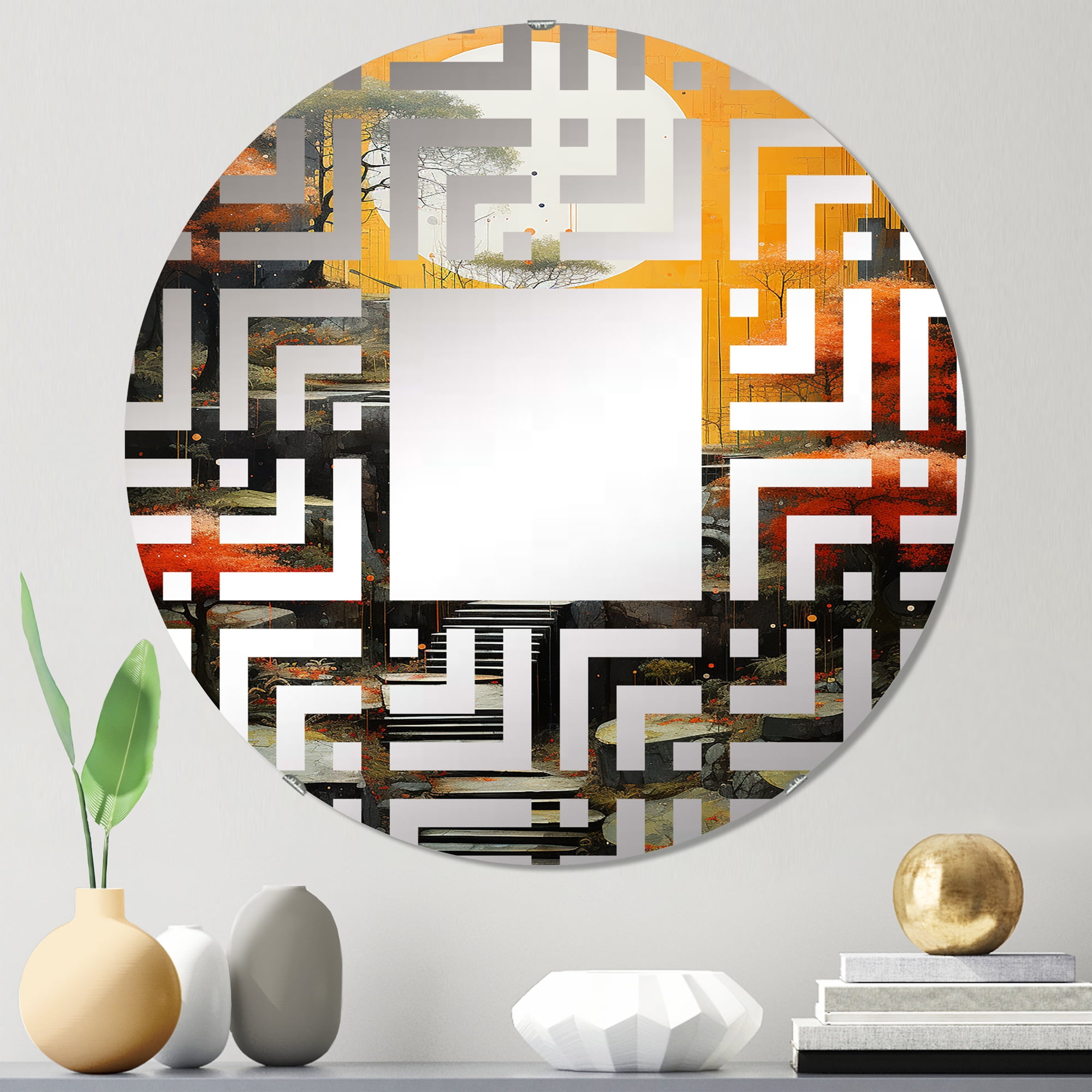 Designart "Harmonious Zen Landscape I" Meditation Maze Round Wall ...