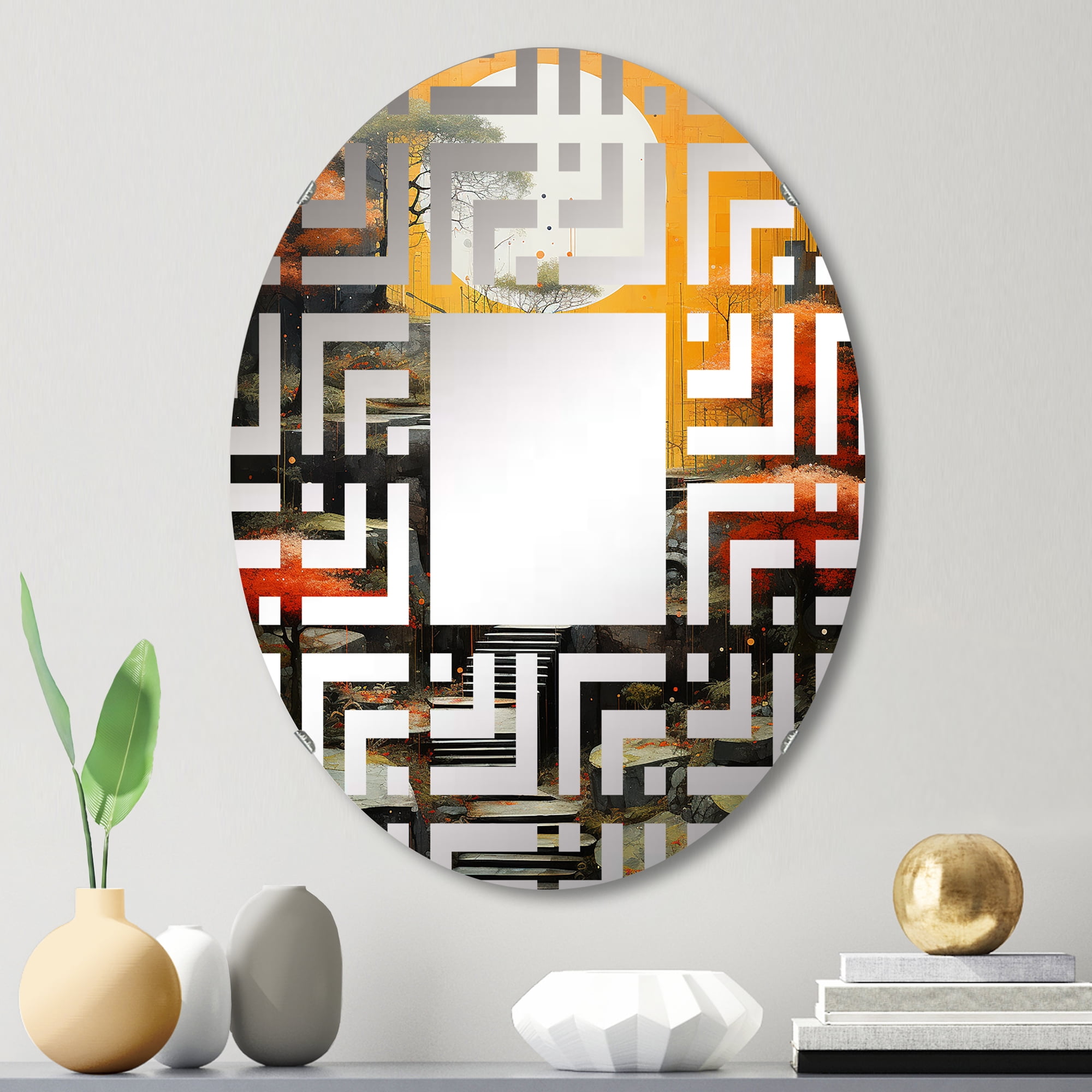 Designart "Harmonious Zen Landscape I" Meditation Maze Round Wall ...