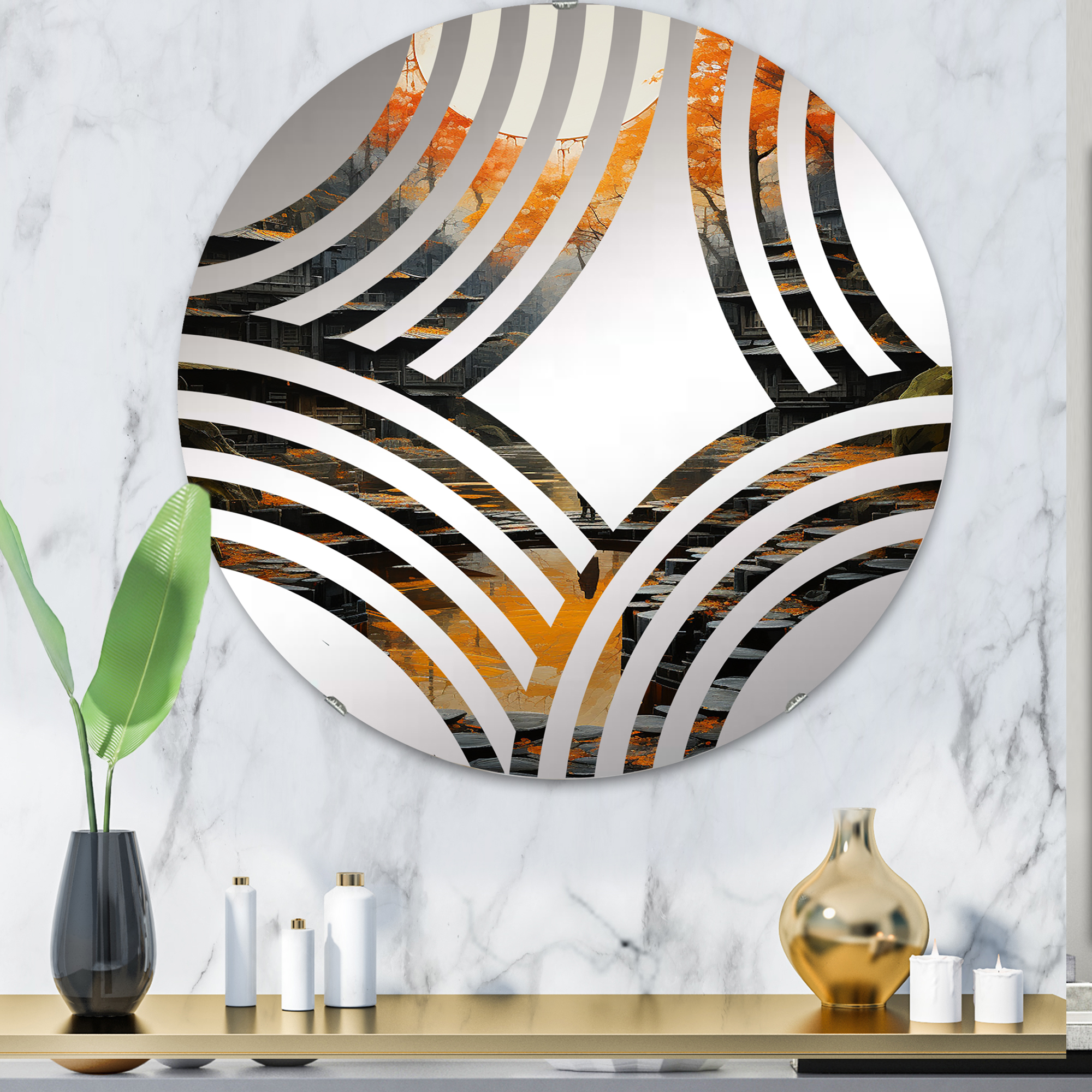 Designart "Harmonious Zen Landscape" Meditation Baptist Fan Round Wall ...