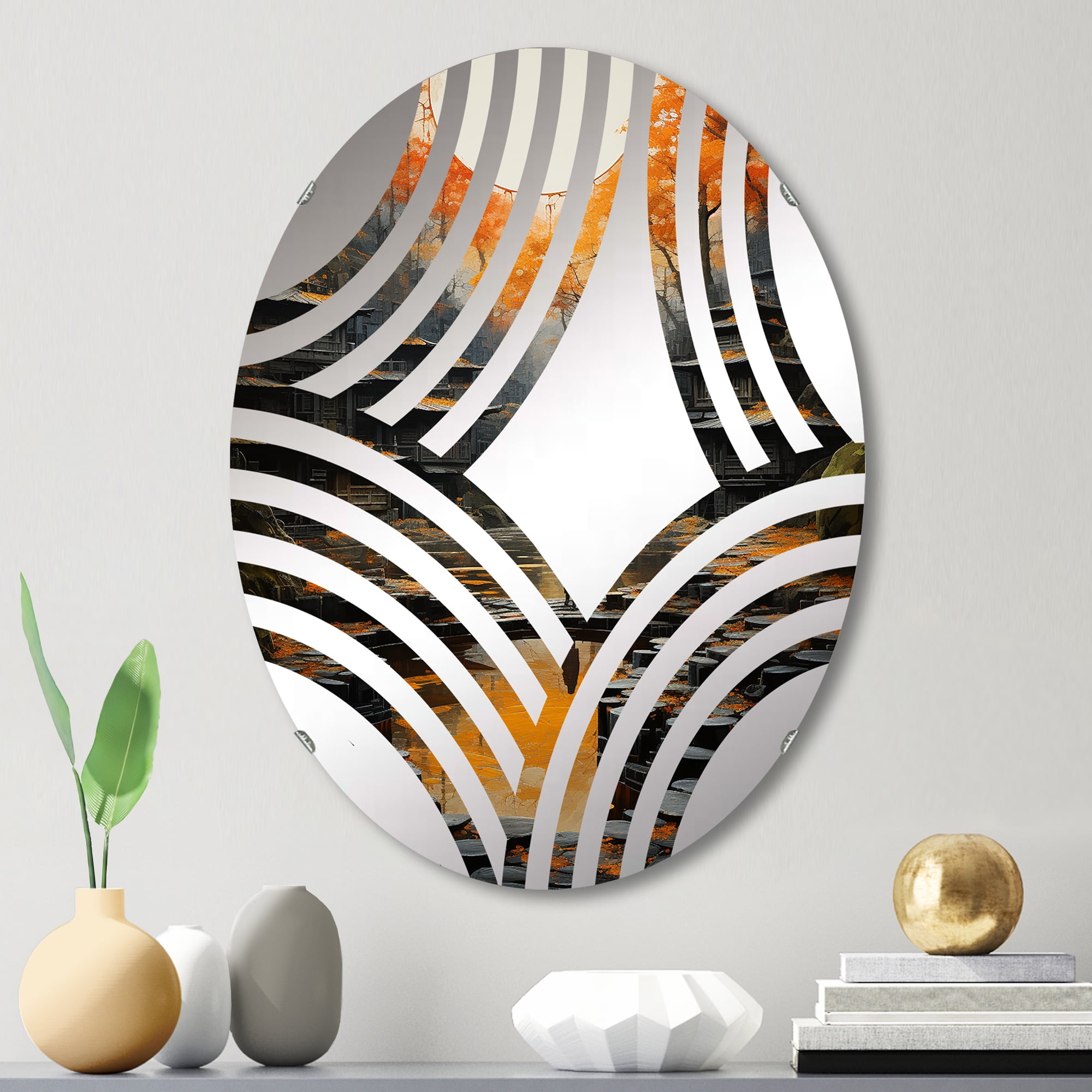 Designart "Harmonious Zen Landscape" Meditation Baptist Fan Round Wall ...
