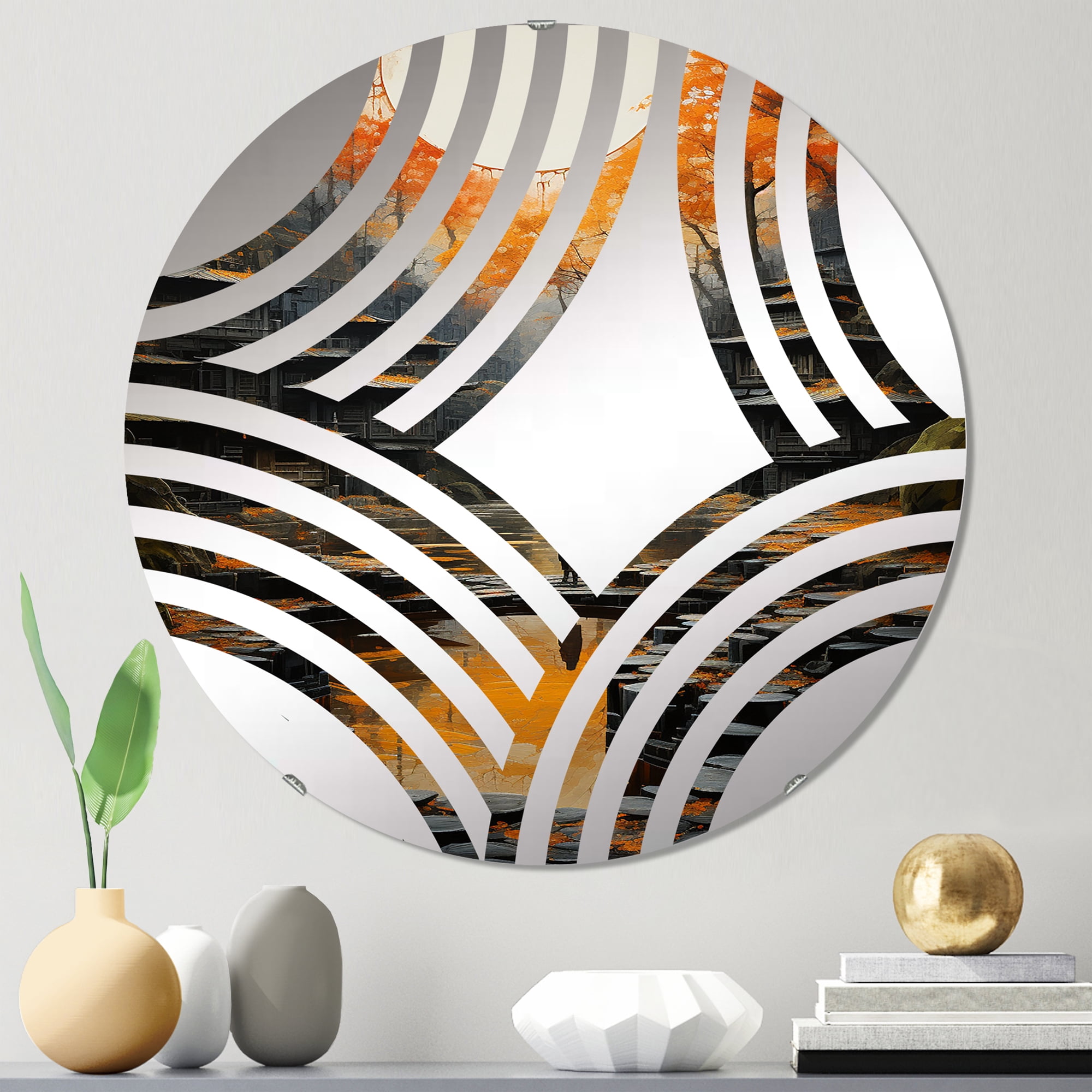 Designart "Harmonious Zen Landscape" Meditation Baptist Fan Round Wall ...
