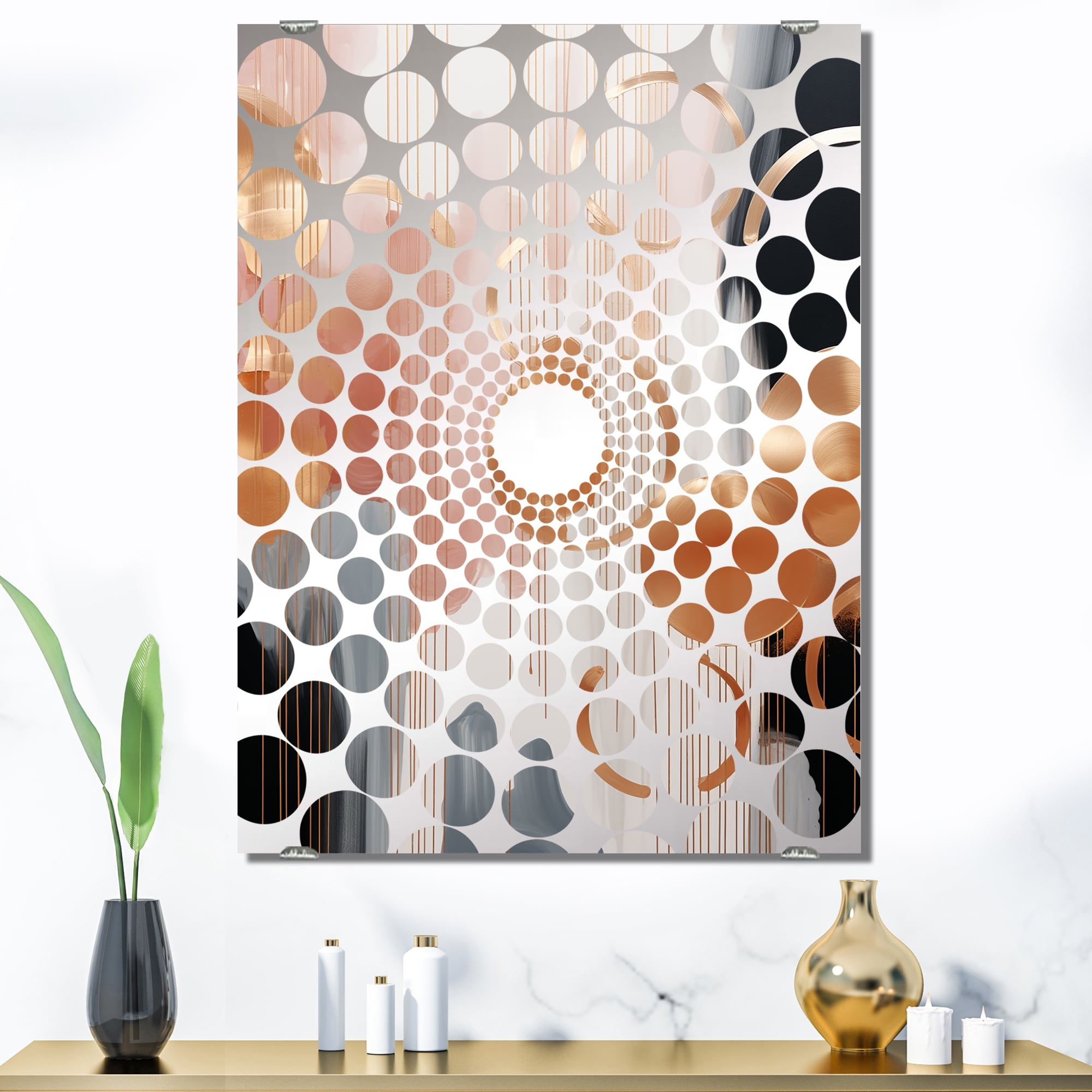 Designart "Harmony of Gold and White Abstract Shapes II" Abstract ...