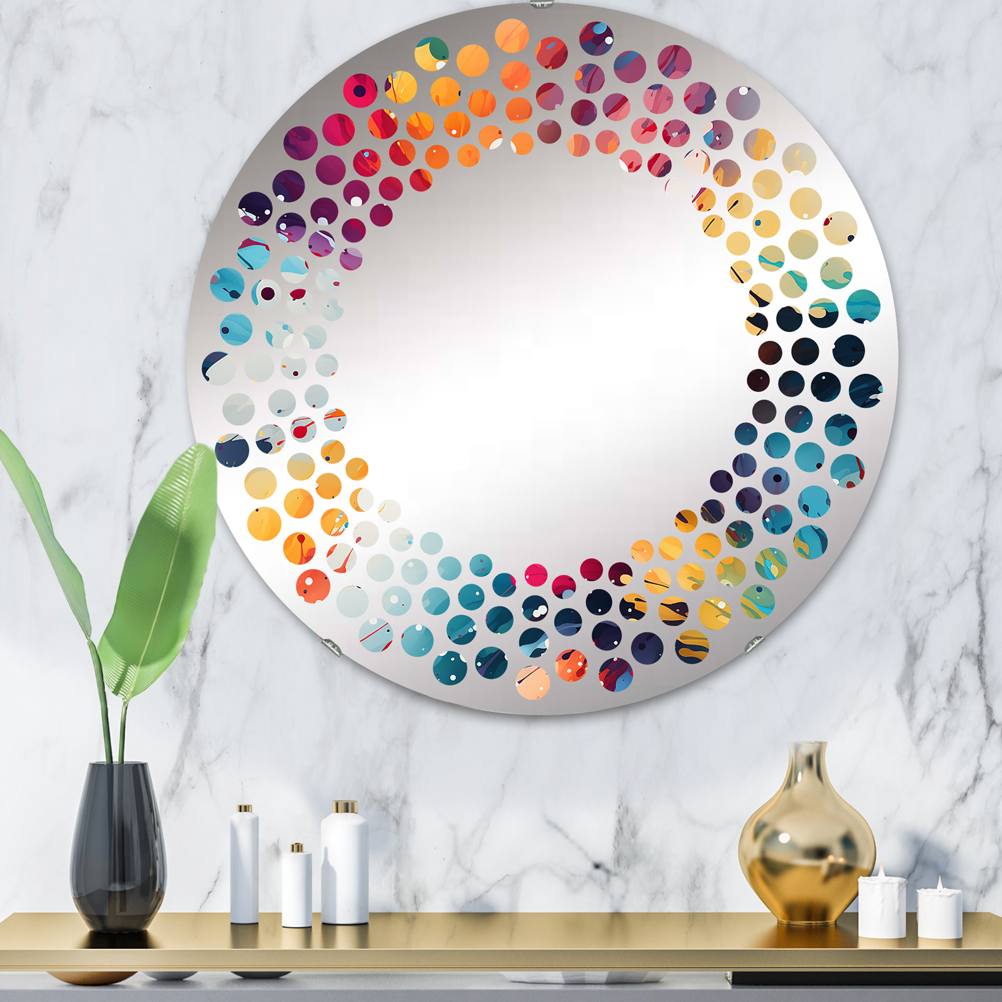 Designart "Harmony of Multicolor Paint Splatter Swirls" Abstract Polka ...