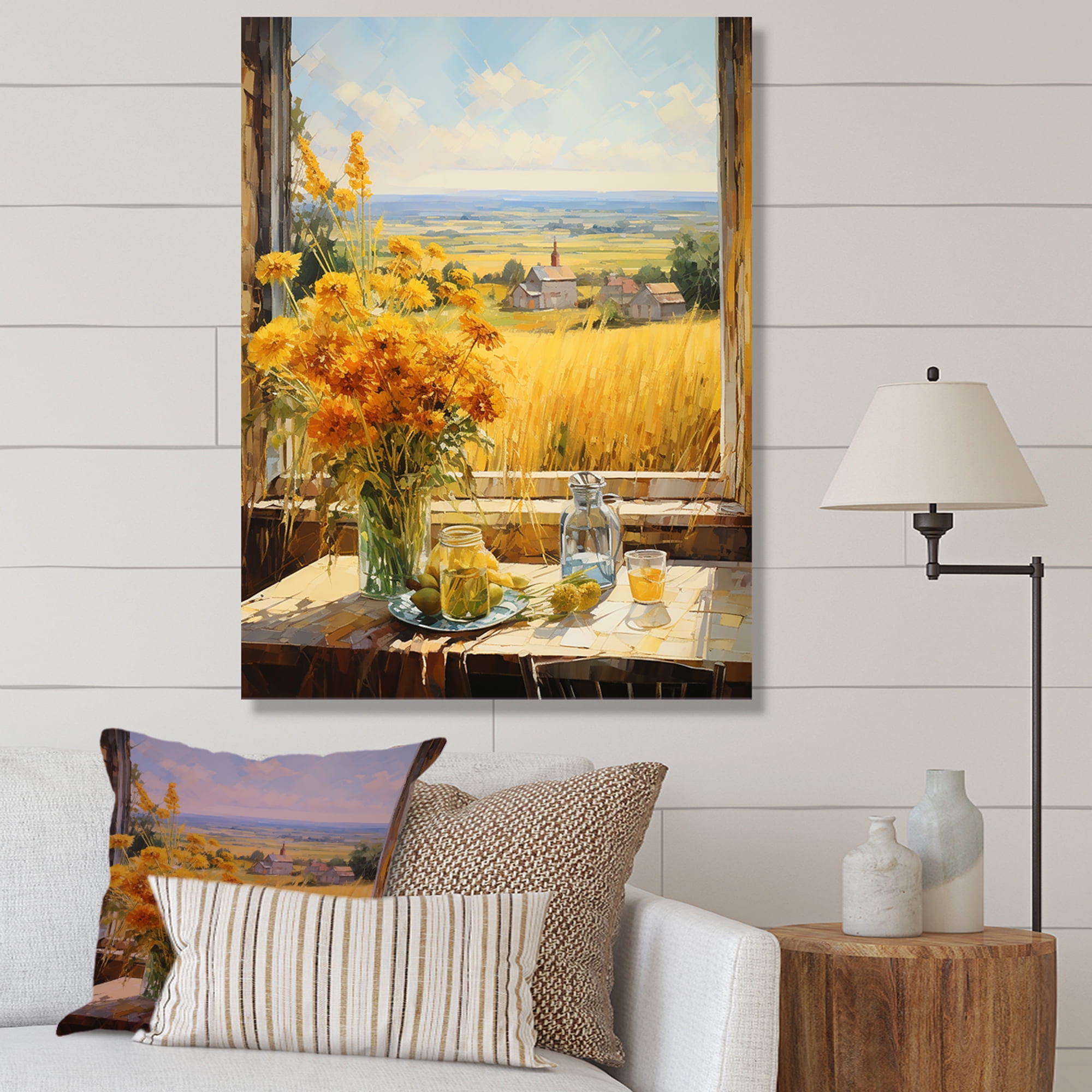 Designart "Harvest Floral View at Farm Windows III" Farm Canvas Wall ...