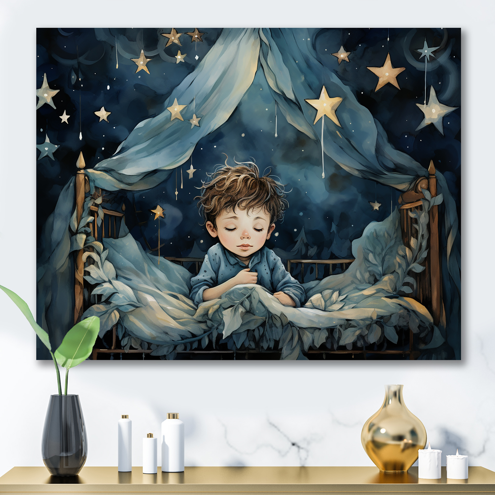 Designart "Haven of Childhood Memories in Blue II" People Wall Art ...