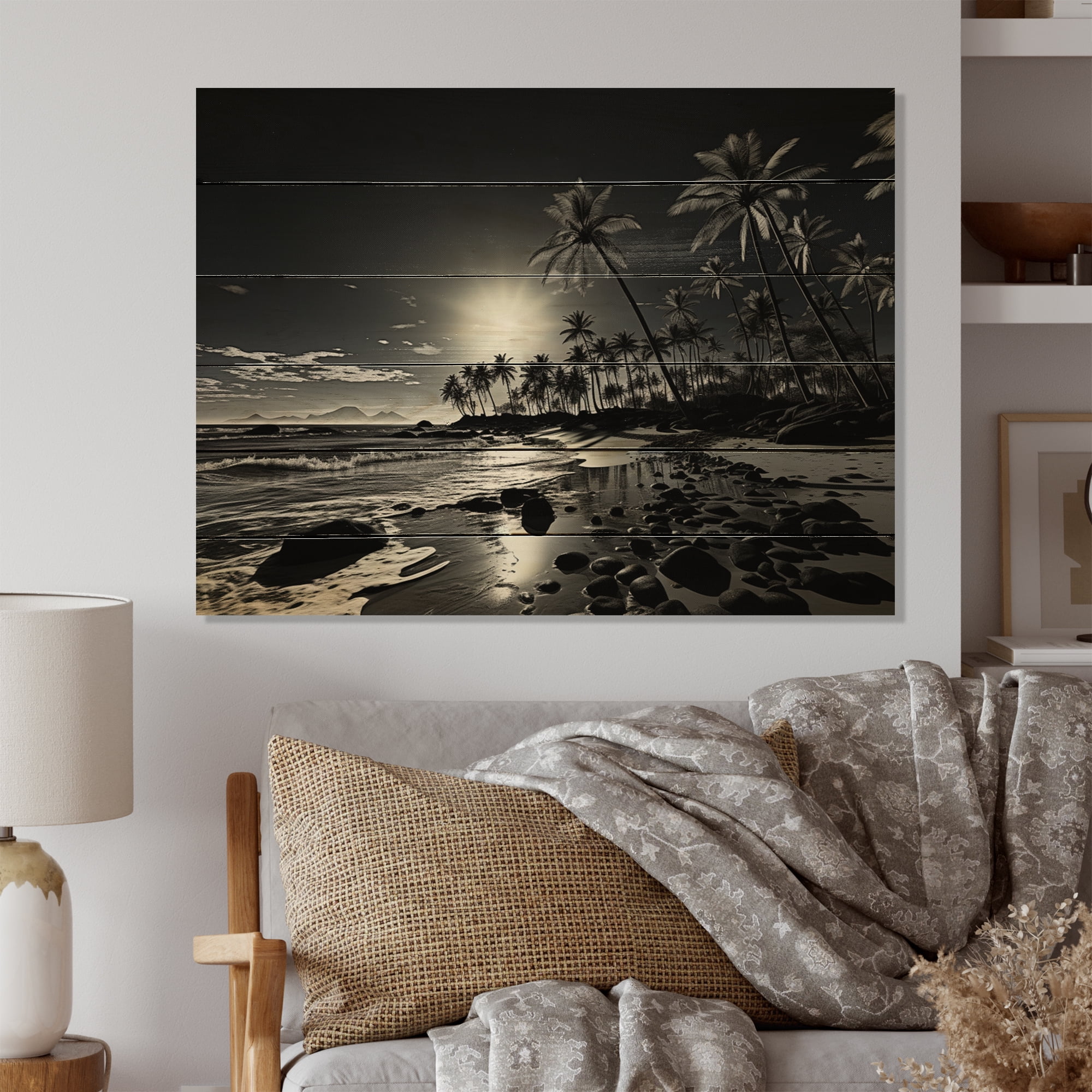 Designart "Hawaii Balck And White Forms Of Aloha I" Nautical & Beach ...