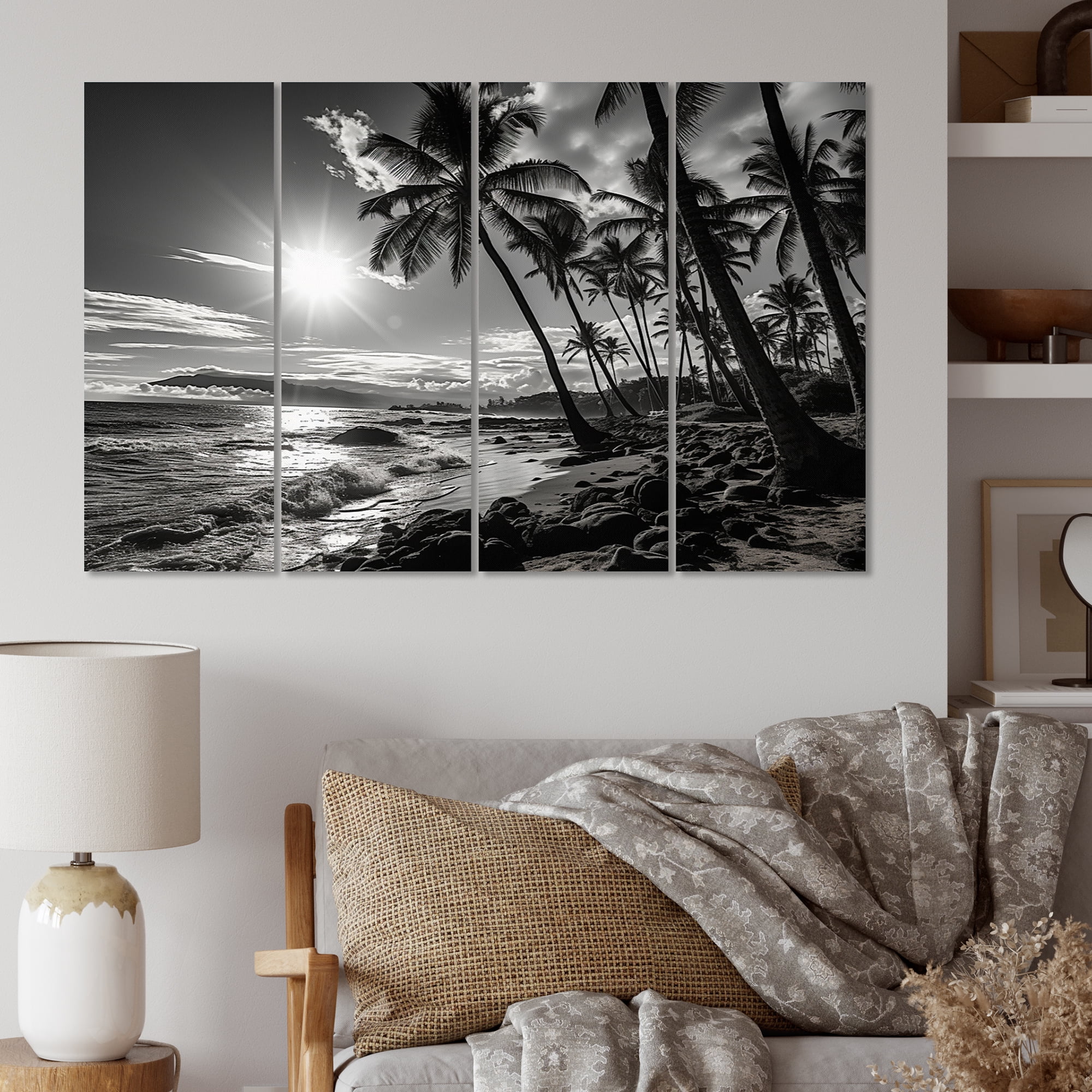 Designart "Hawaii Balck And White Forms Of Aloha II" Nautical & Beach ...
