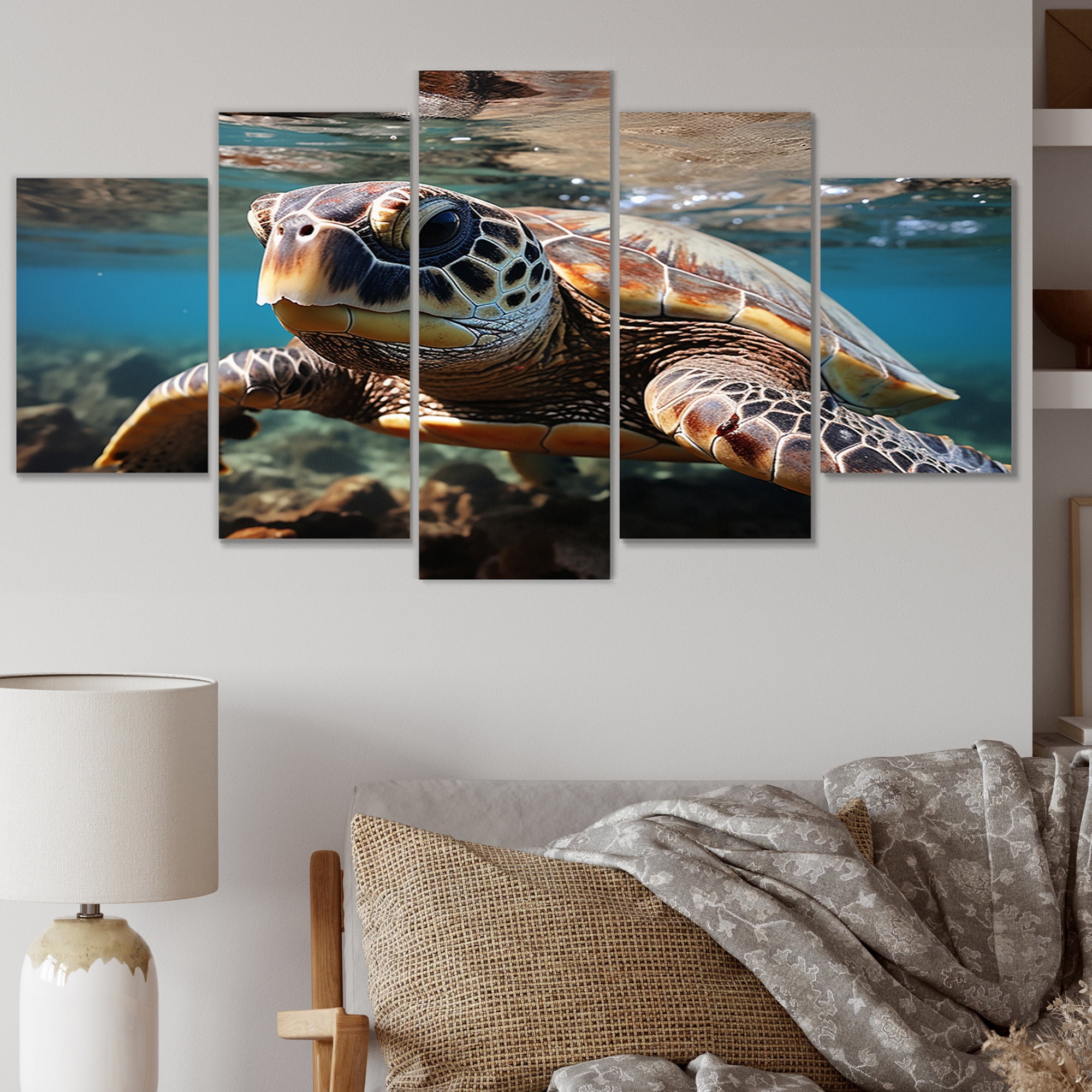 Designart "Hawaii Turle Of The Ocean" Animals Metal Wall Decor Set ...