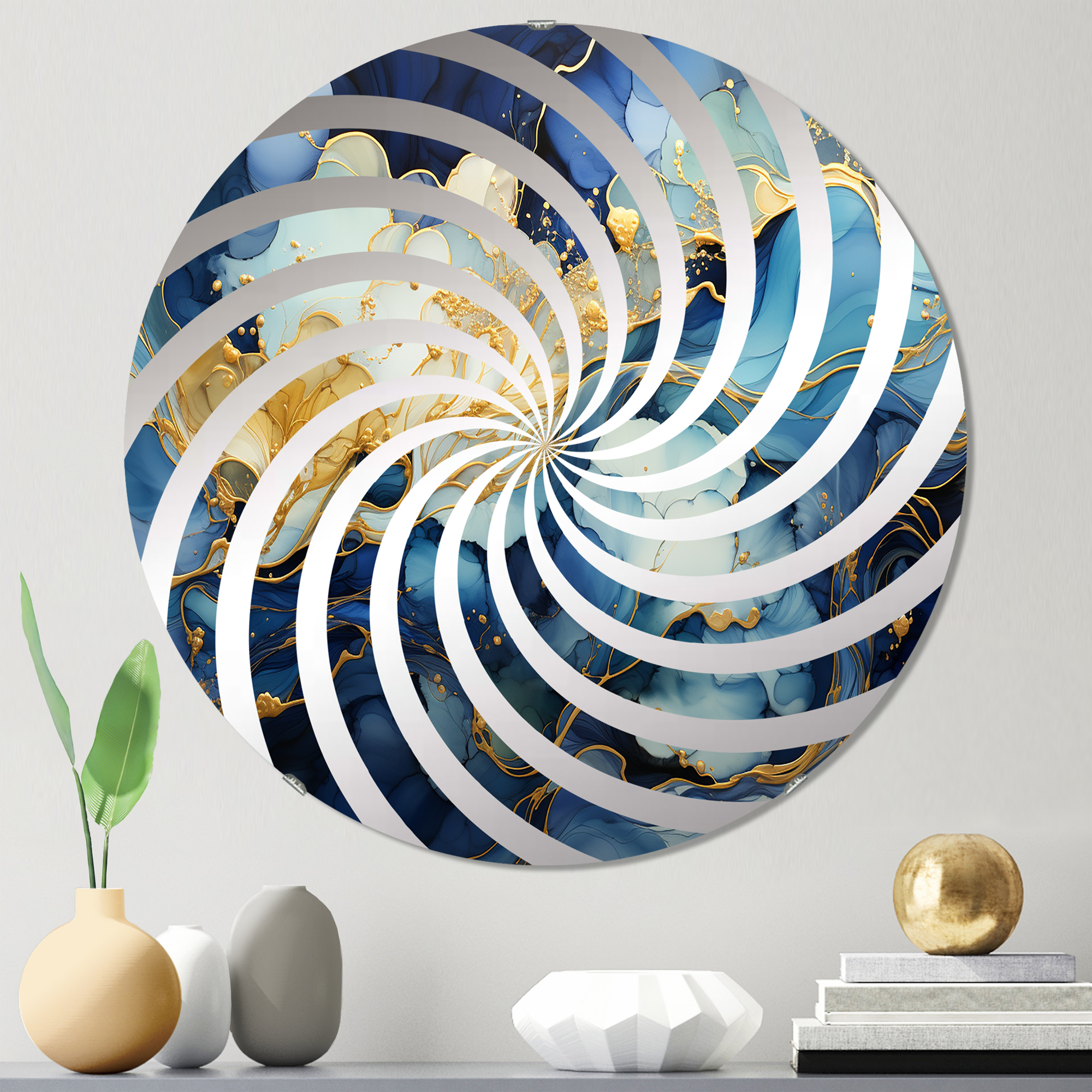 Designart "Heavenly Blue White Sky Art I" Abstract Liquid Ink Vortex ...