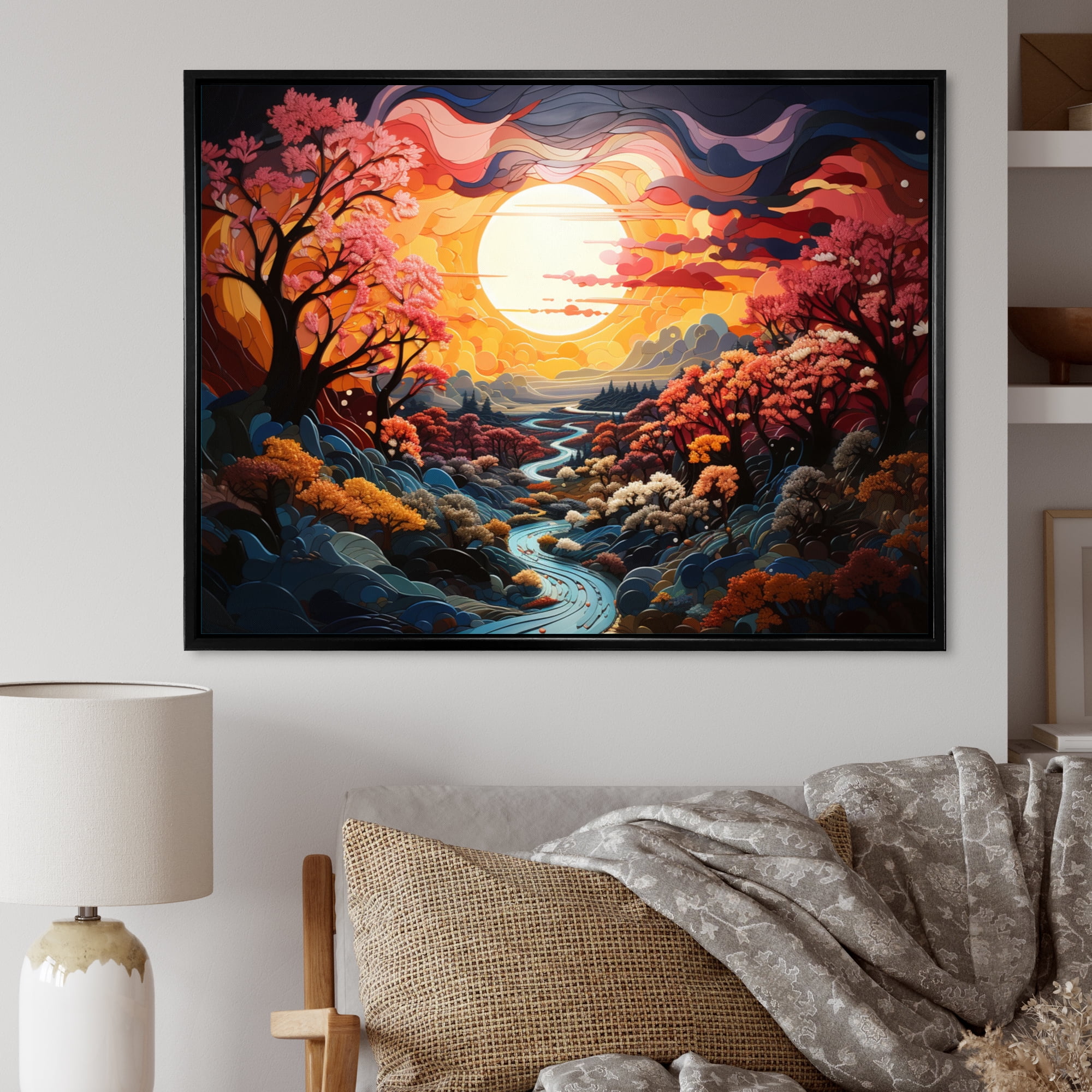 Designart "Heavenly Gate of Orange Yellow Mountain" Landscapes Floater ...