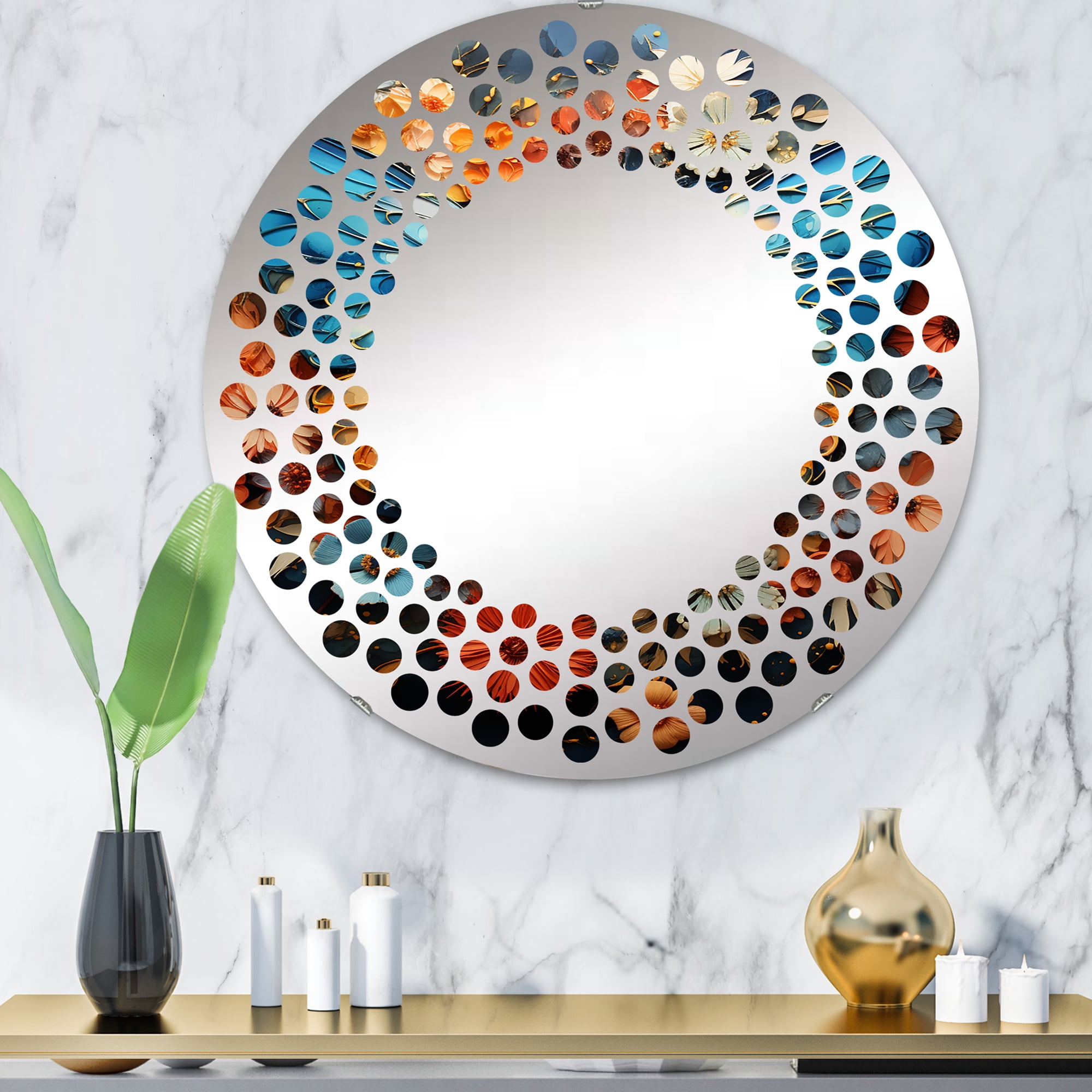 Designart "Heavenly Winged Guests" Animals Butterfly Polka Dot Round ...