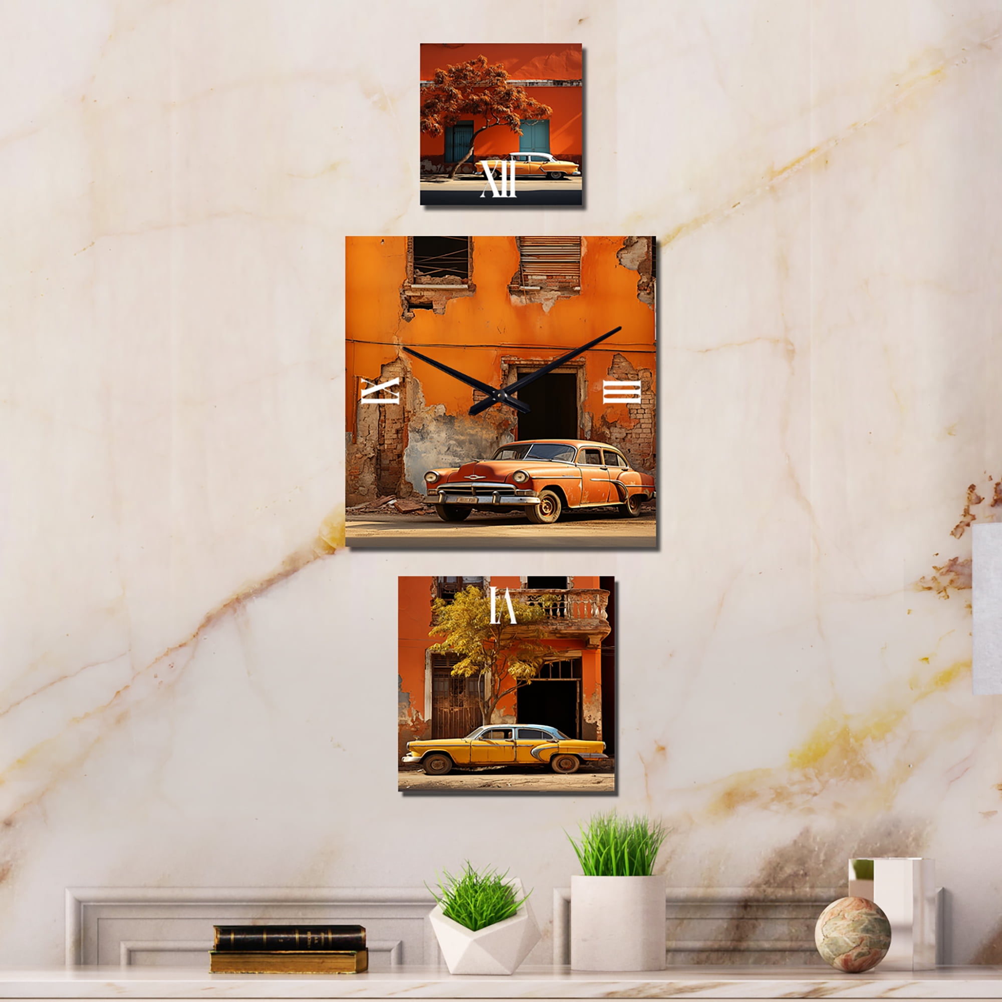 Designart "Heritage of Cuban Cars in Orange" Countryside Extra large ...