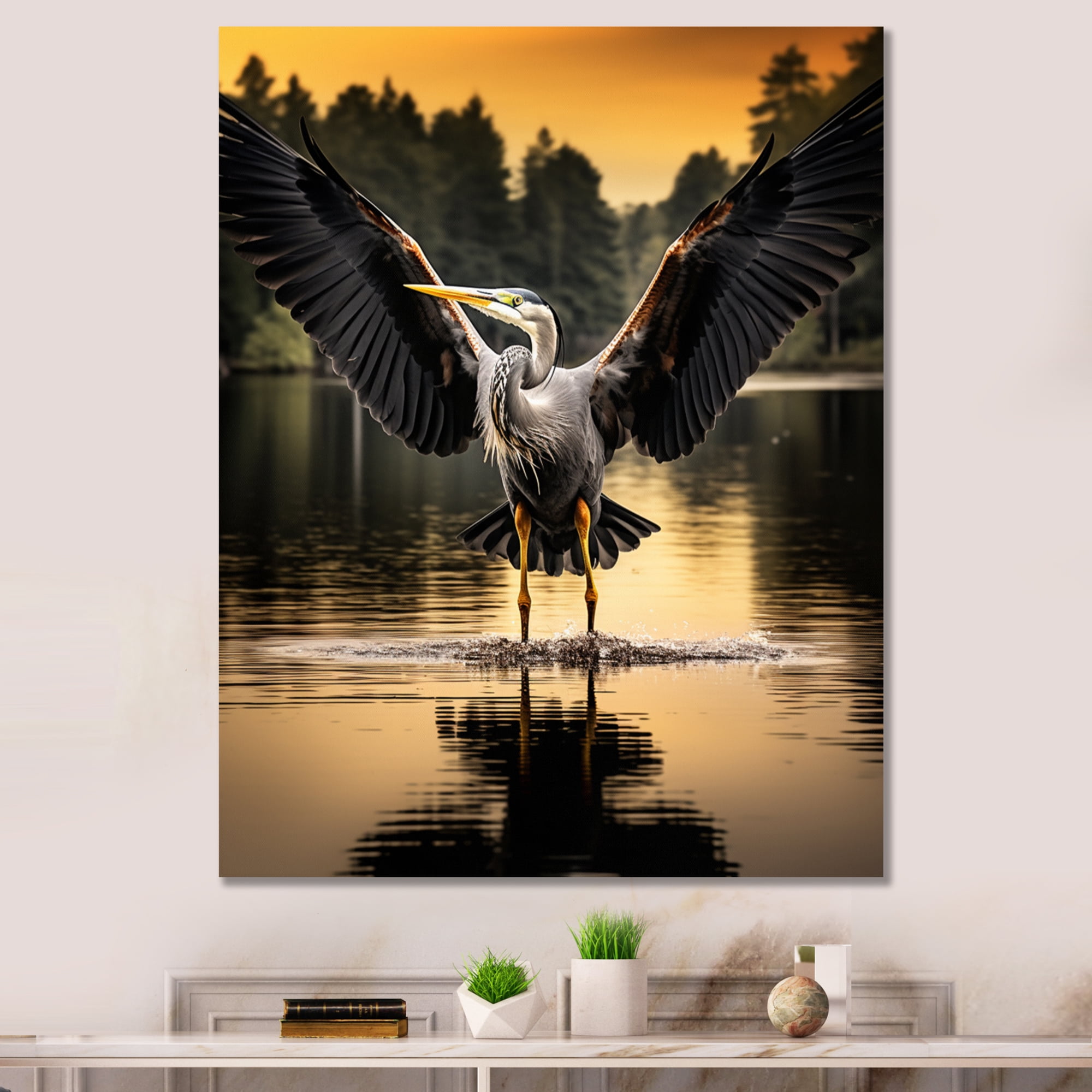 Designart "Heron Winged II" Animals Wall Decor - Walmart.com
