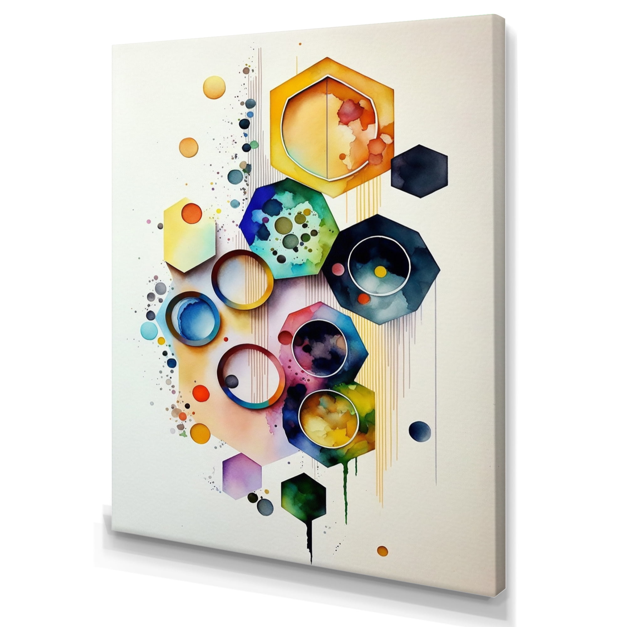 Designart Hexagon And Circular Abstract II Canvas Wall Art - Walmart.com