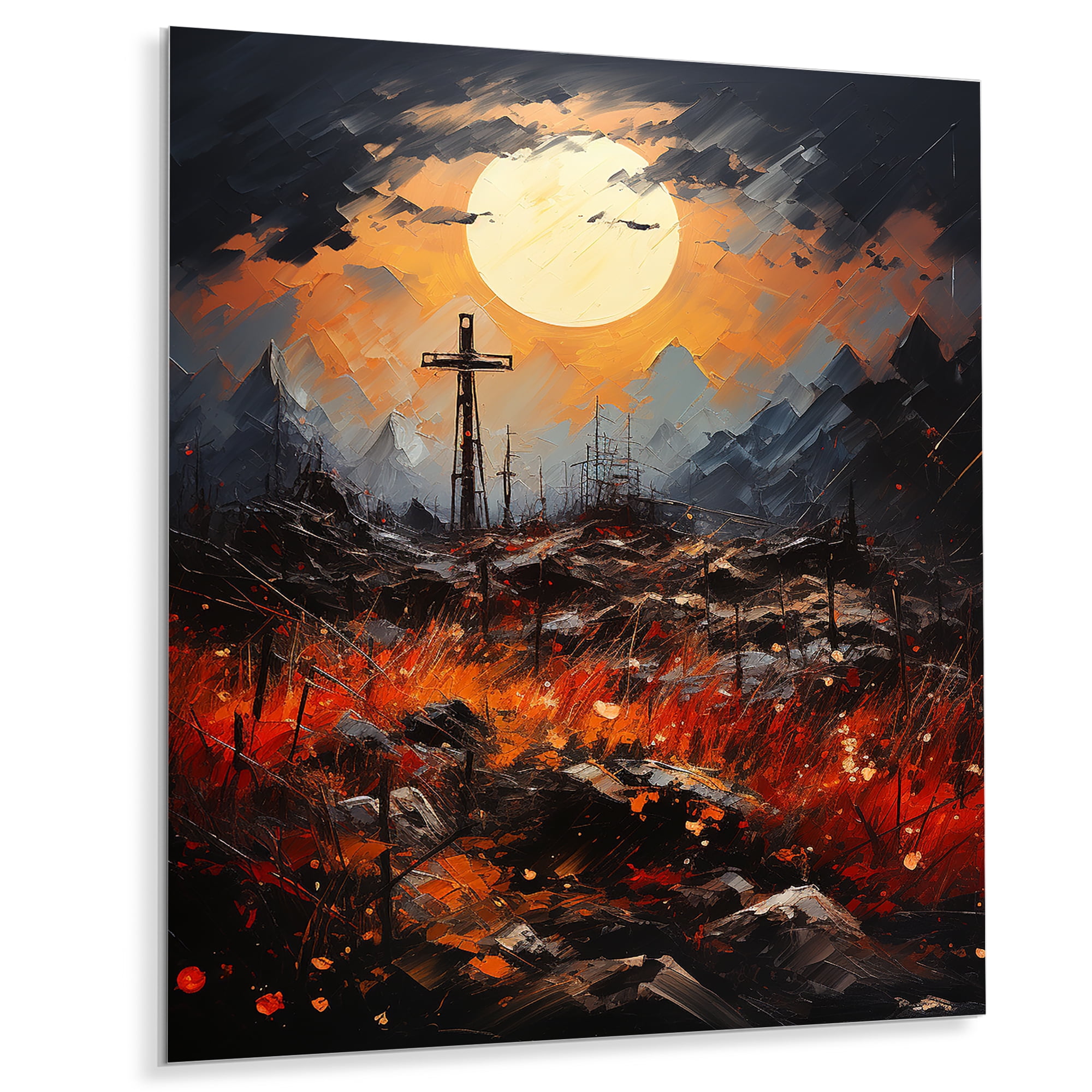 Designart "Hill Christianity Calvary art painting" Religion ...