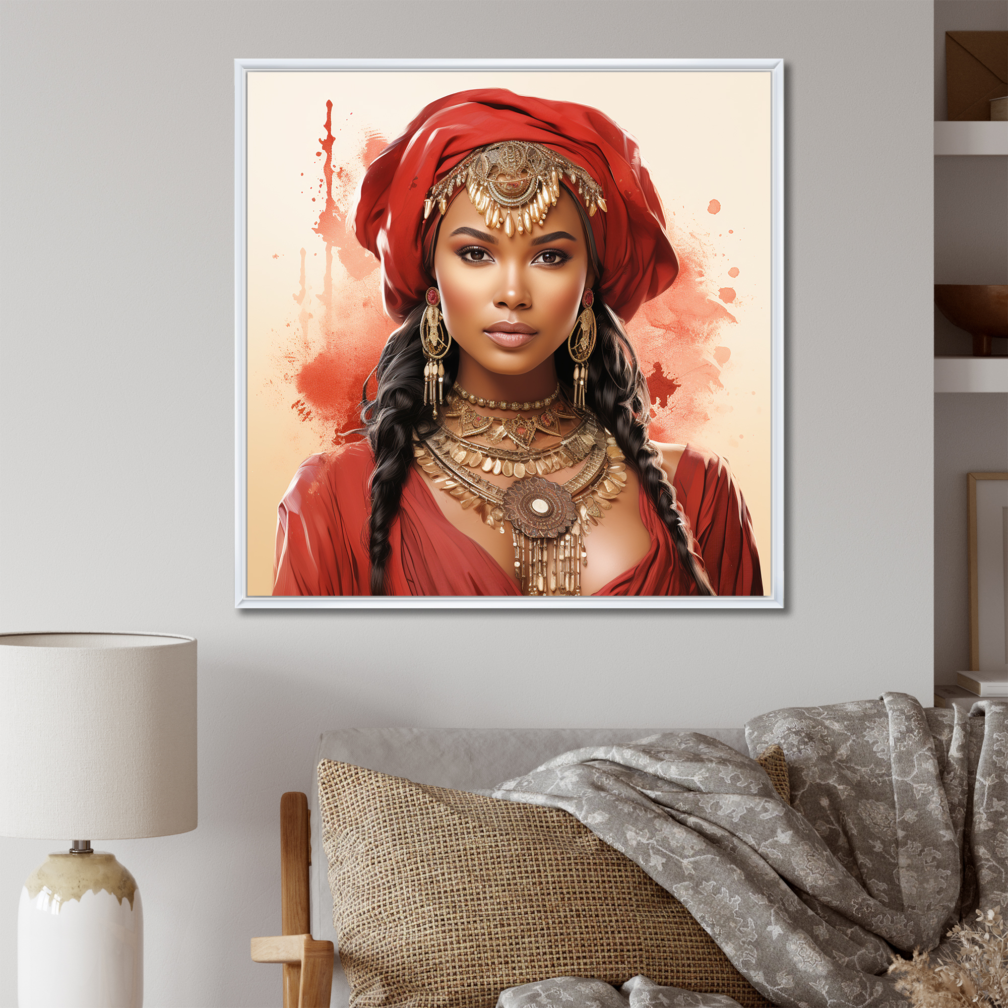 Designart "Himba Woman Portrait with Cultural Elegance in Red I" People ...