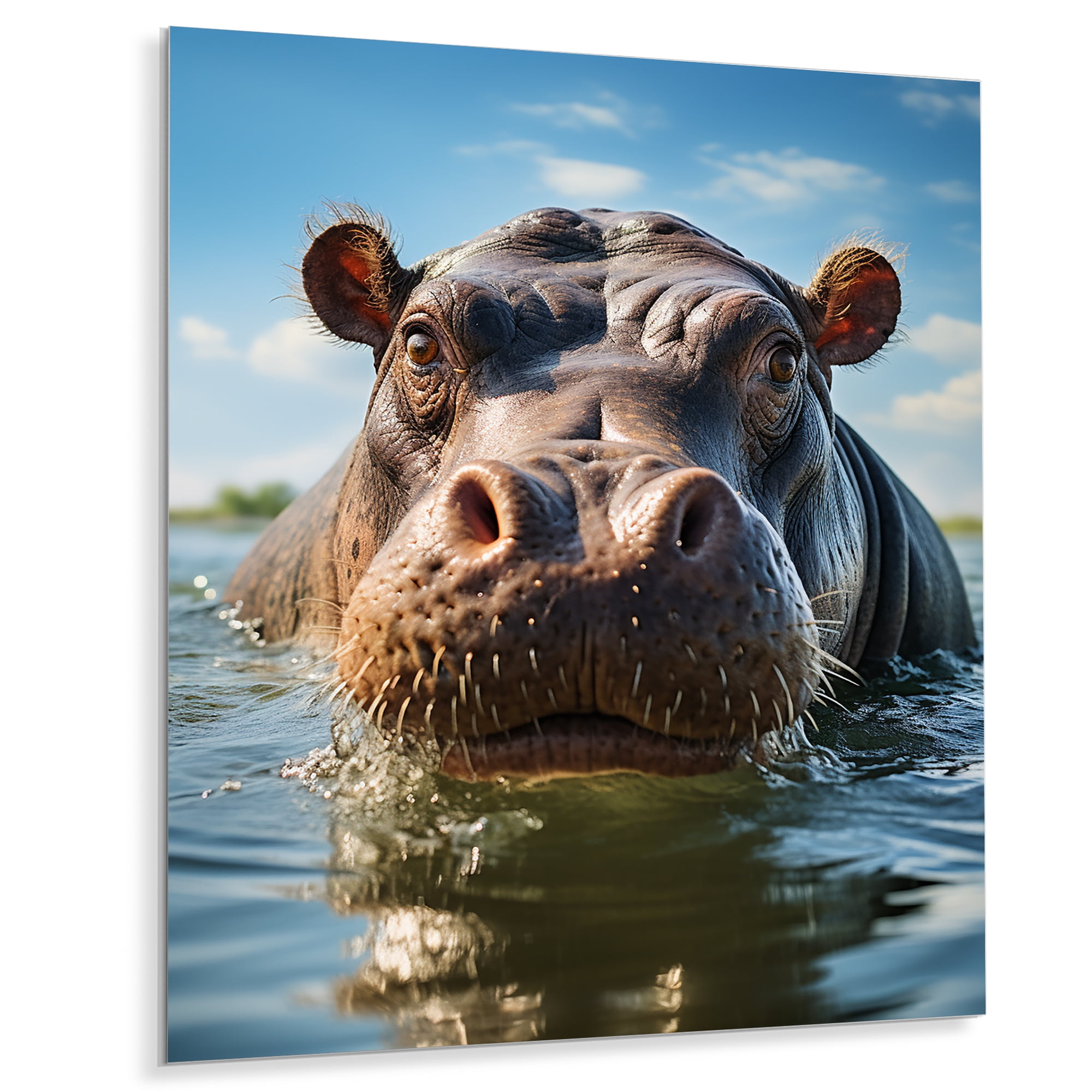 Designart "Hippopotamus Selfy Animal II" Hippopotamus Metal Wall Decor ...
