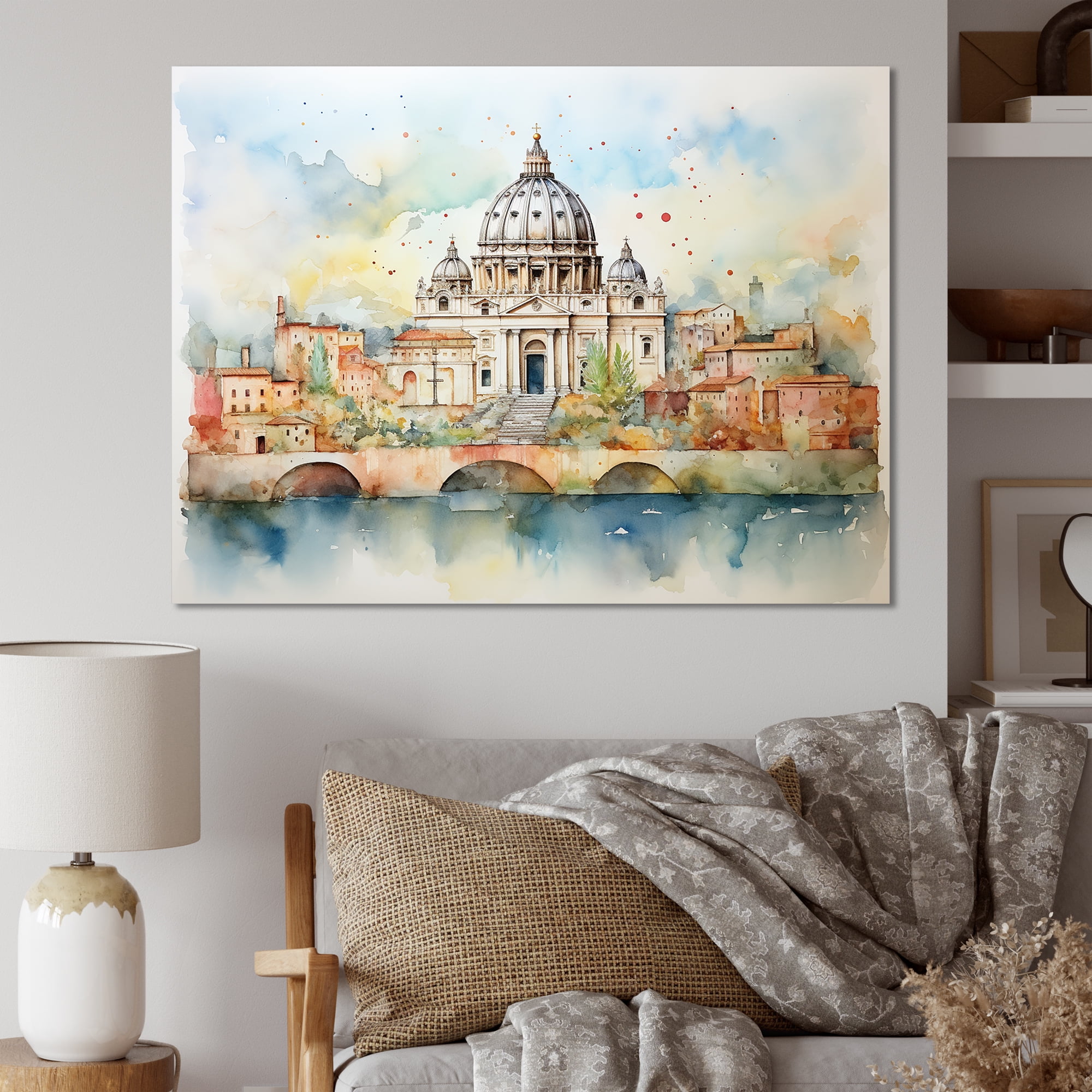 Designart "Historic Serenity of Vatican City III" Oversized Cityscapes Wall Art - Industrial ...