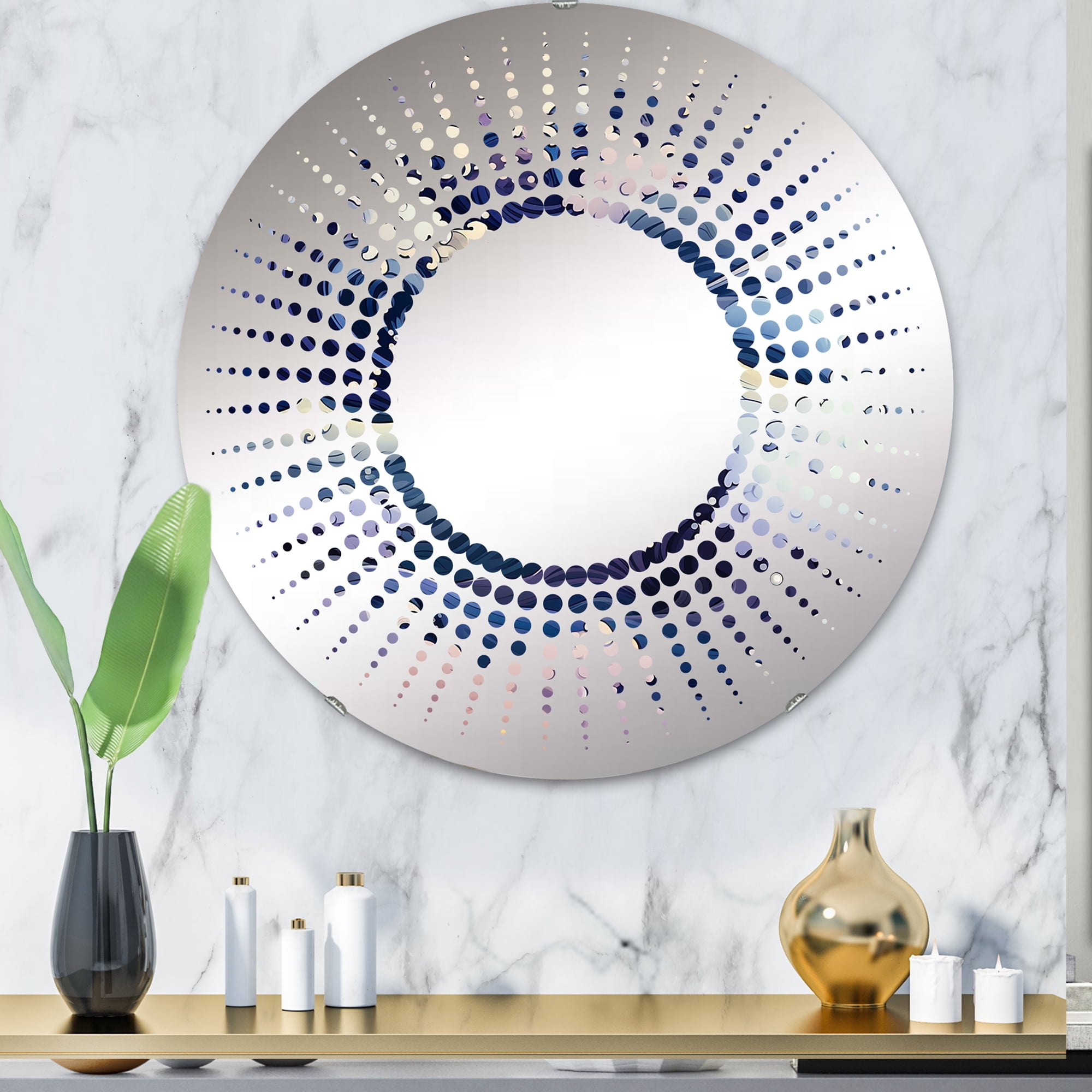 Designart "Hokusai's Waves in Royal Purple I" Coastal Starburst Round ...