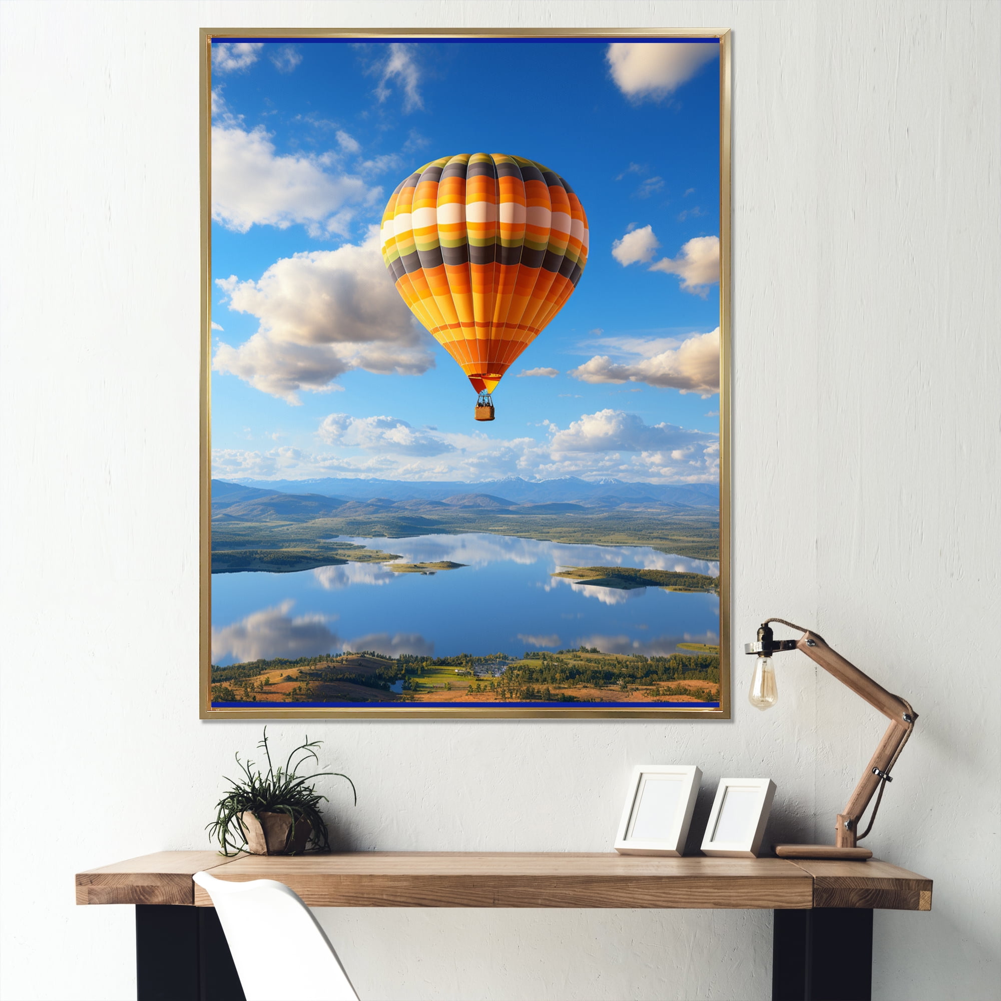 Designart "Horizon Beyond Orange Hot Air Balloon Adventure III" Hot Air ...