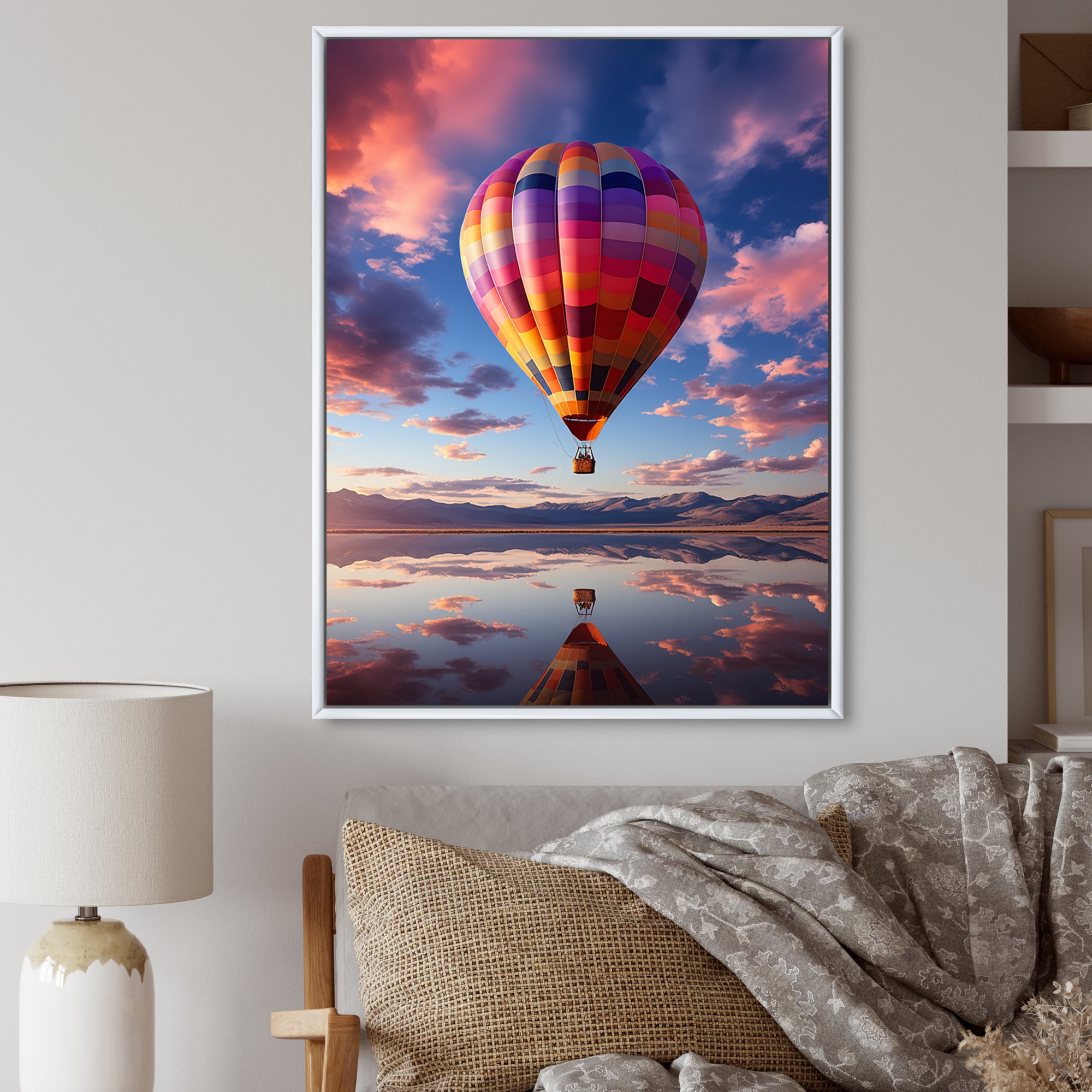 Designart "Horizon Beyond Orange Hot Air Balloon Adventure IV" Hot Air ...