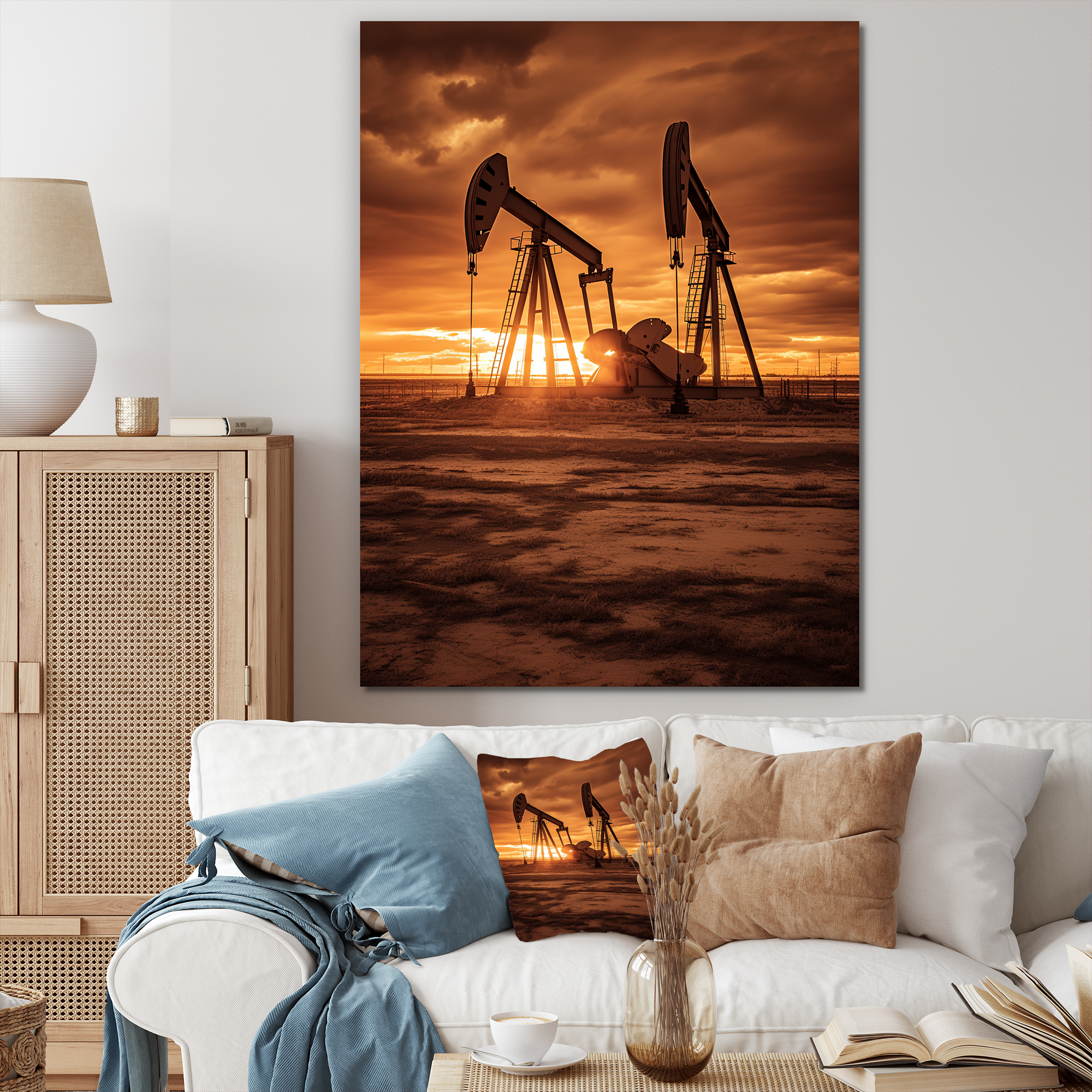 Designart "Horizon With A Sunrise Over An Oil Drilling Rig" Oil Rigs ...
