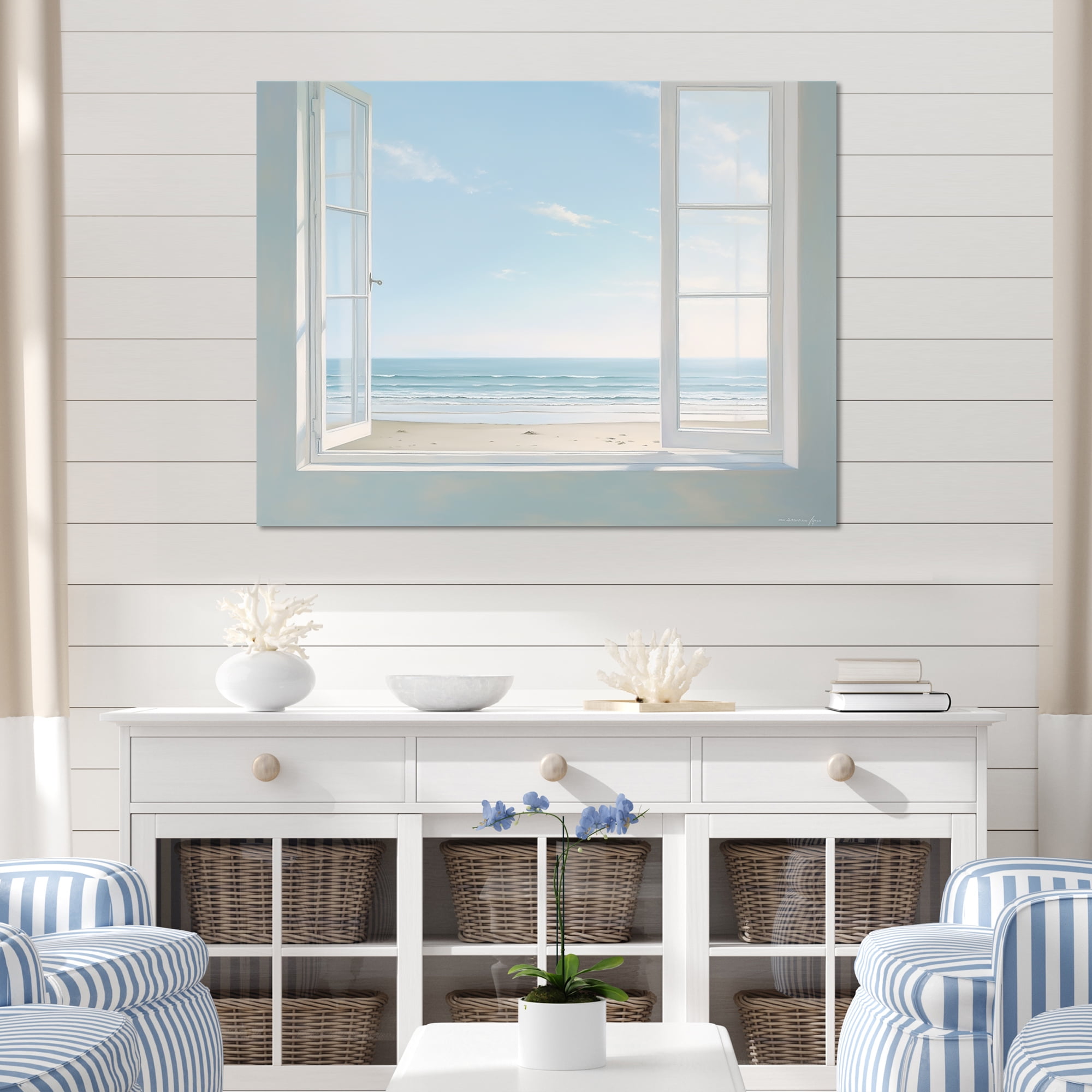 Designart "Horizon With Coastal Windows II" Coastal Windows Wall Art ...