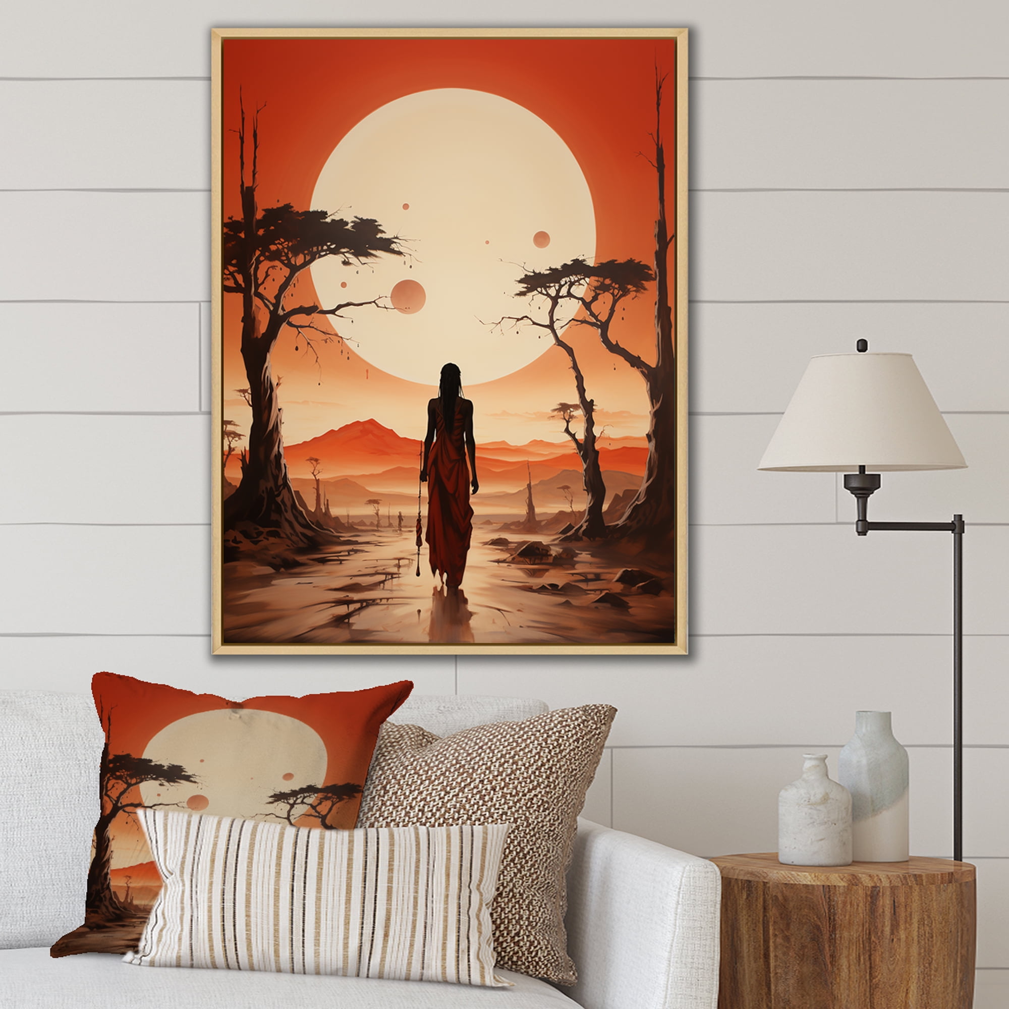 Designart "Horizon With The Himba Tribe I" African Tribes Floater ...