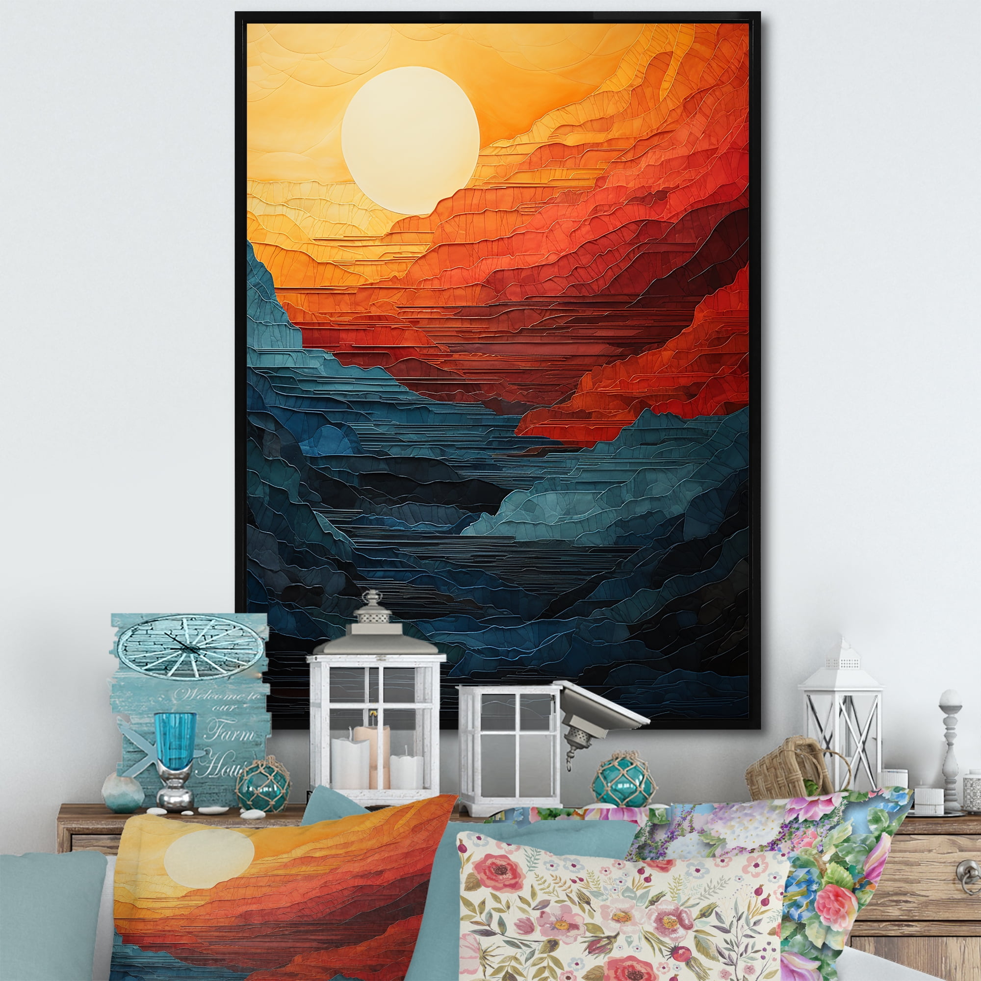 Designart "Horizon of a Bold Sunrise IV" Landscape & Nature Floater ...
