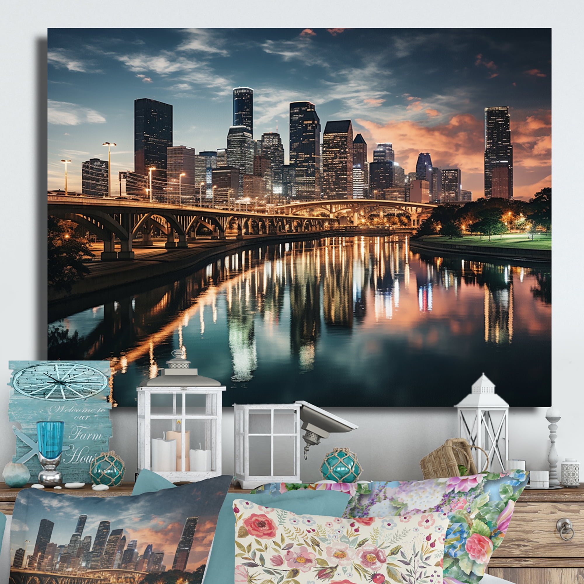 Designart "Horizons of the Vibrant City, Houston II" Houston Metal Art ...