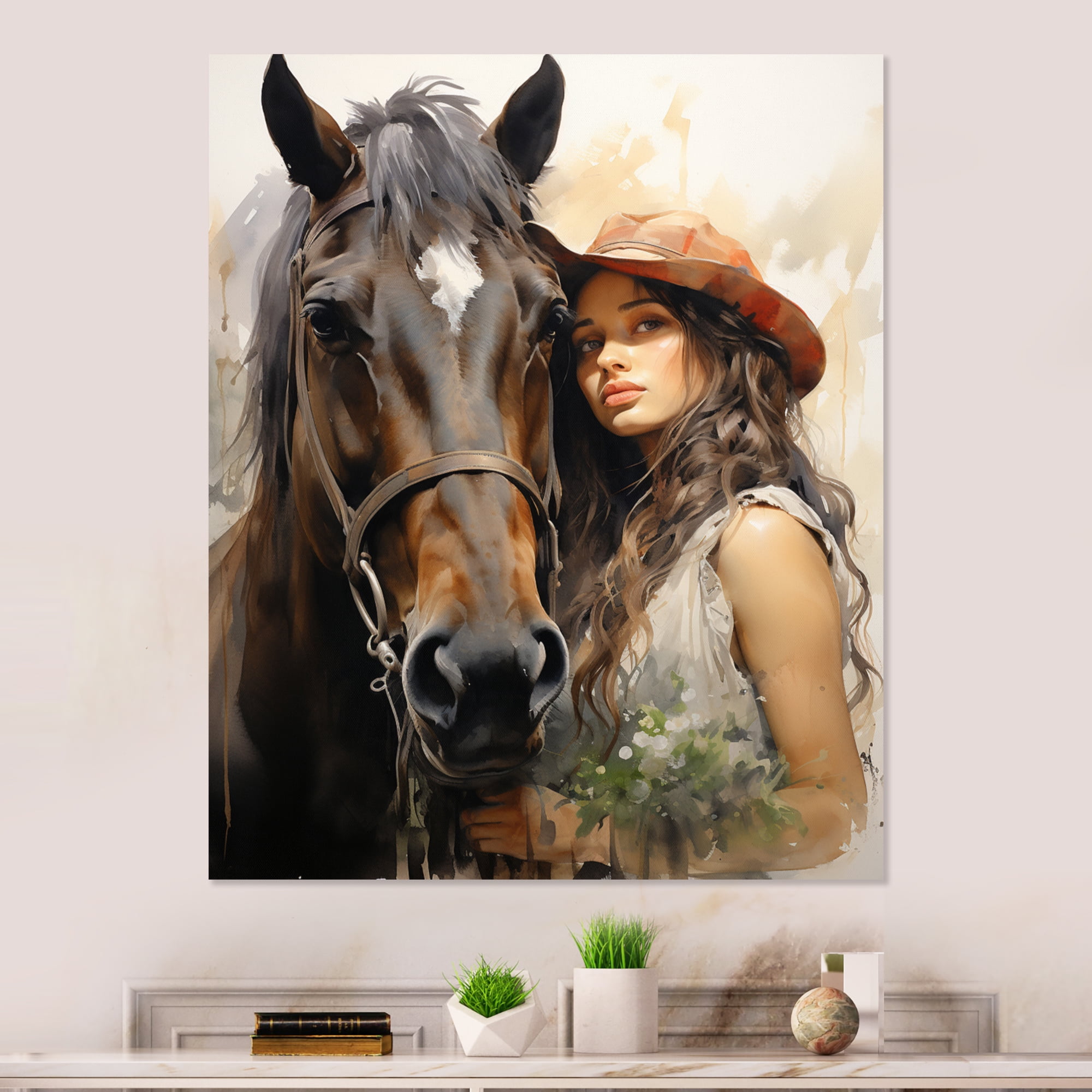 Designart "Horse Bond Cowgirl And wall decor" Cowgirls Metal Wall Decor ...