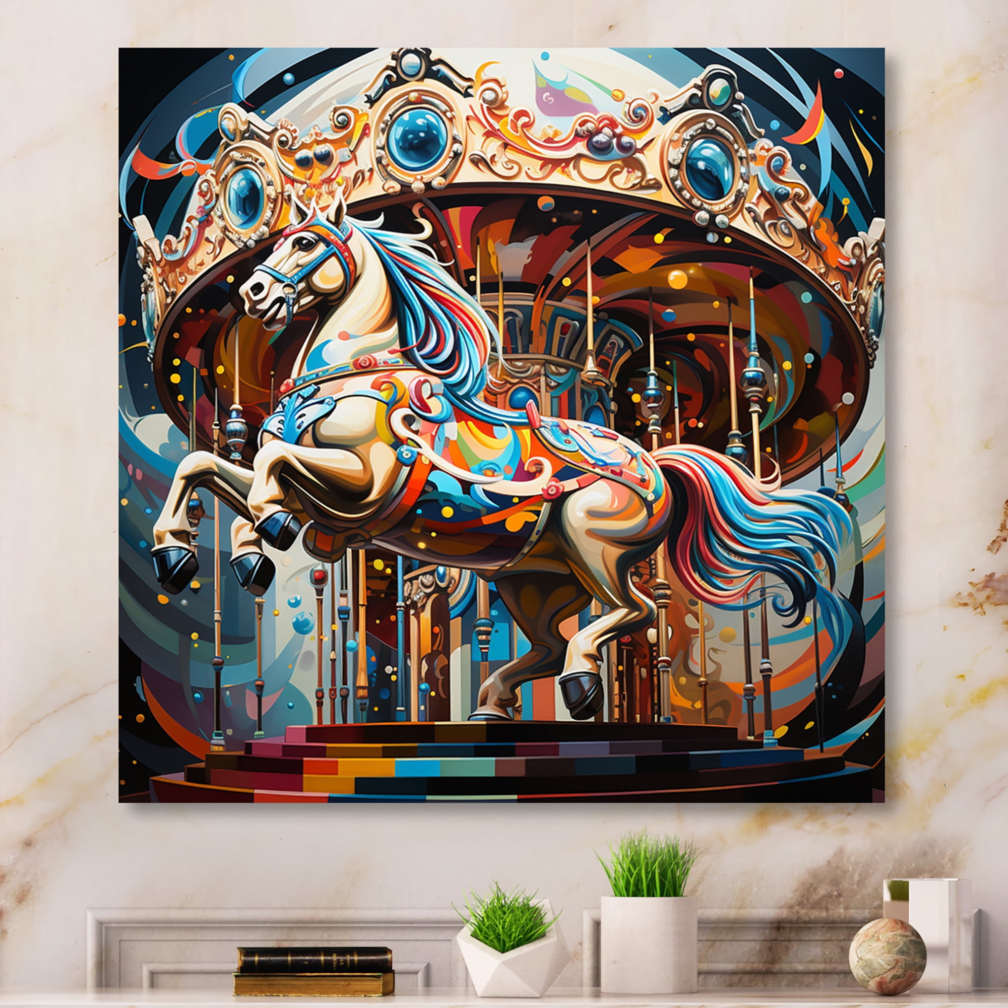Designart "Horse on the Carousel" Carousel Wall Art Print - Walmart.com