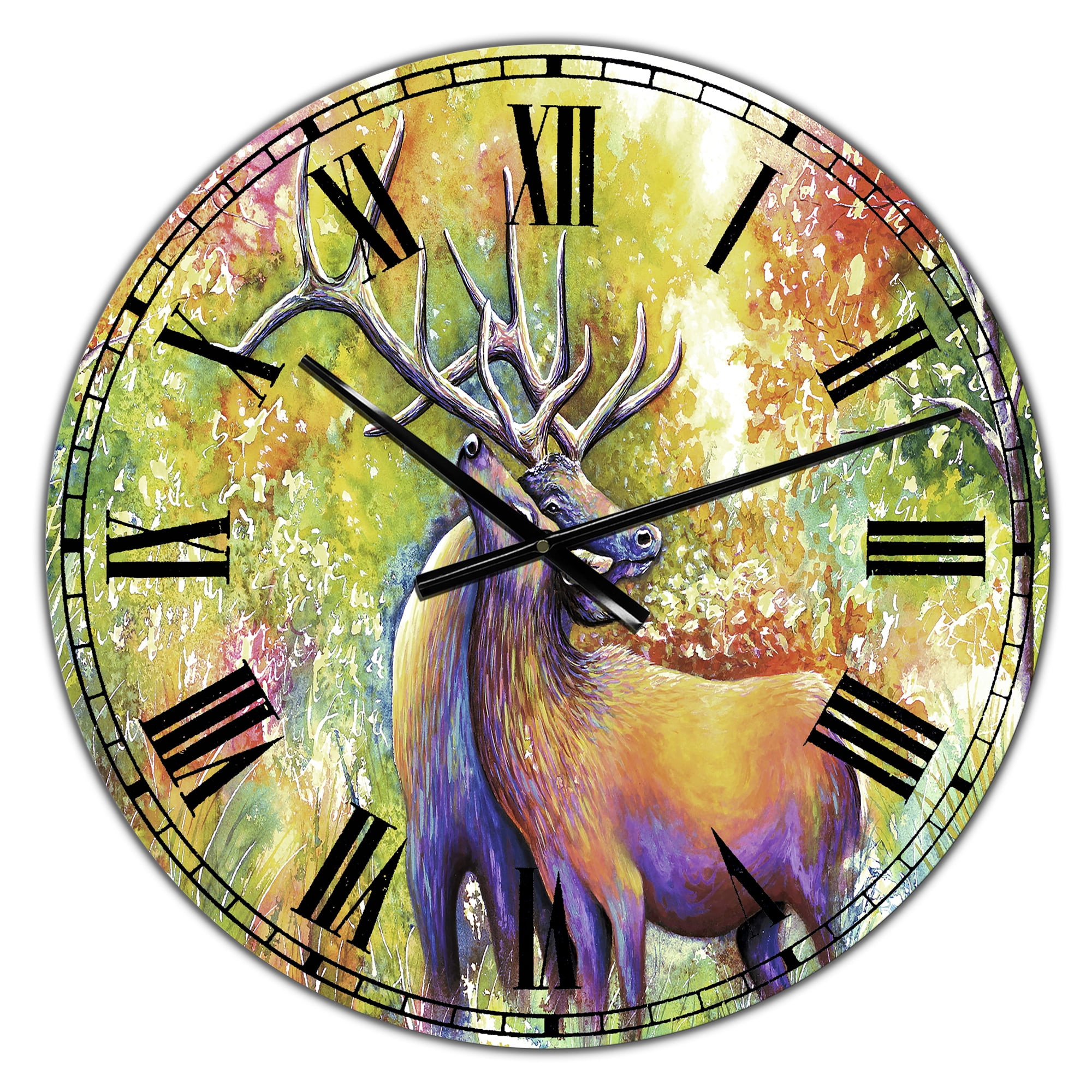 Designart 'Hugging Elk Love' Large Cottage Wall Clock - Walmart.com