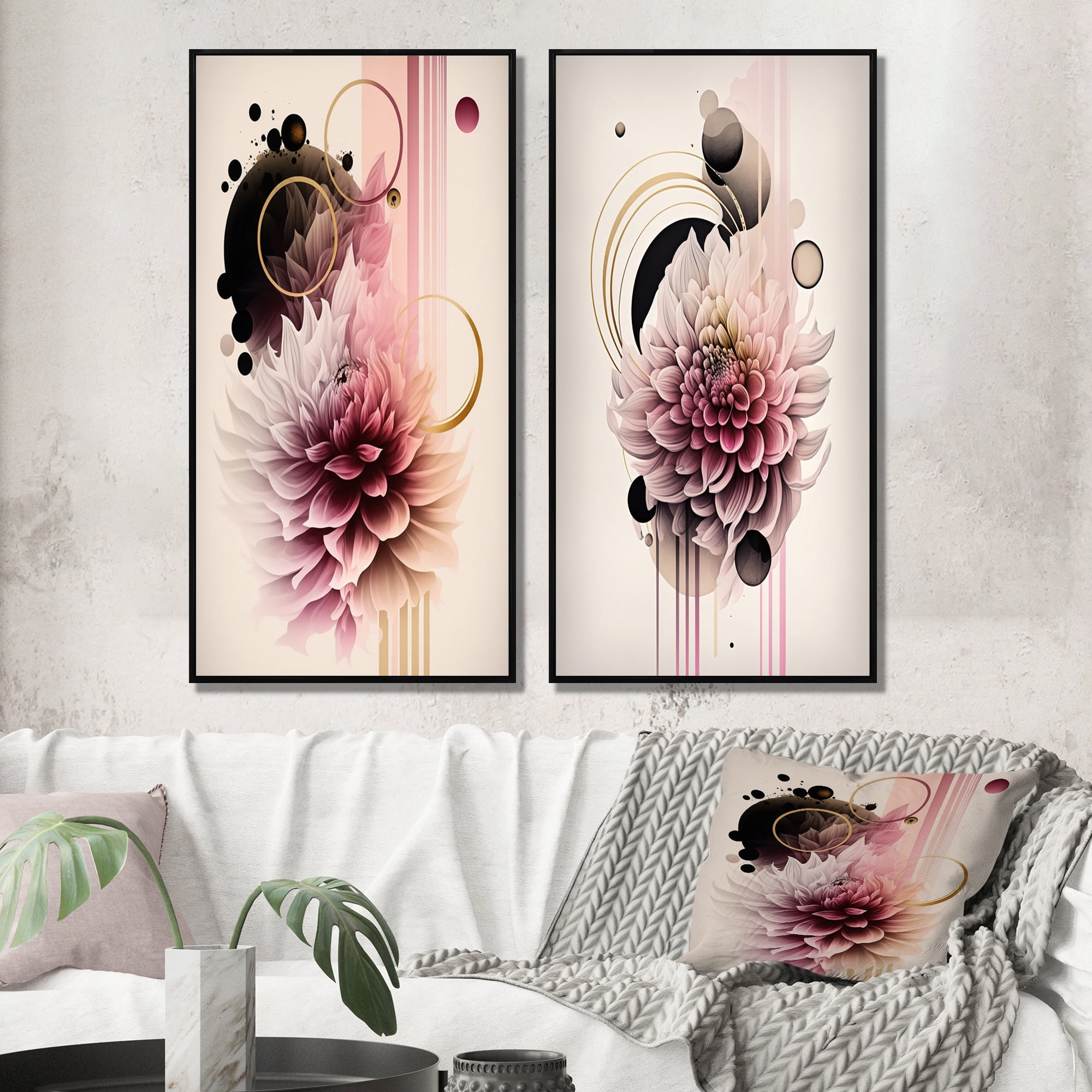 Designart "Hyperrealistic Dahlia Blossoms II" Dahlia Framed Wall Art ...